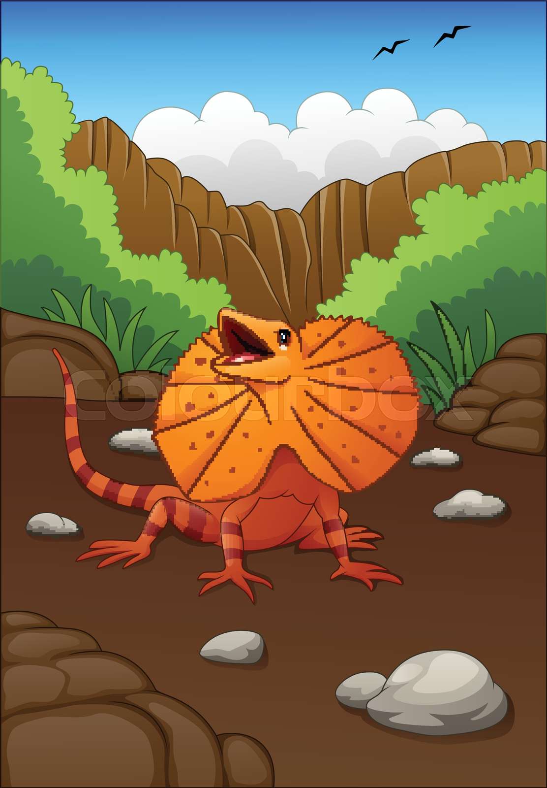 Cartoon frilled neck lizard | Stock vector | Colourbox