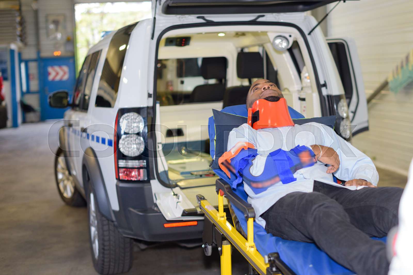 patient outside an ambulance | Stock image | Colourbox