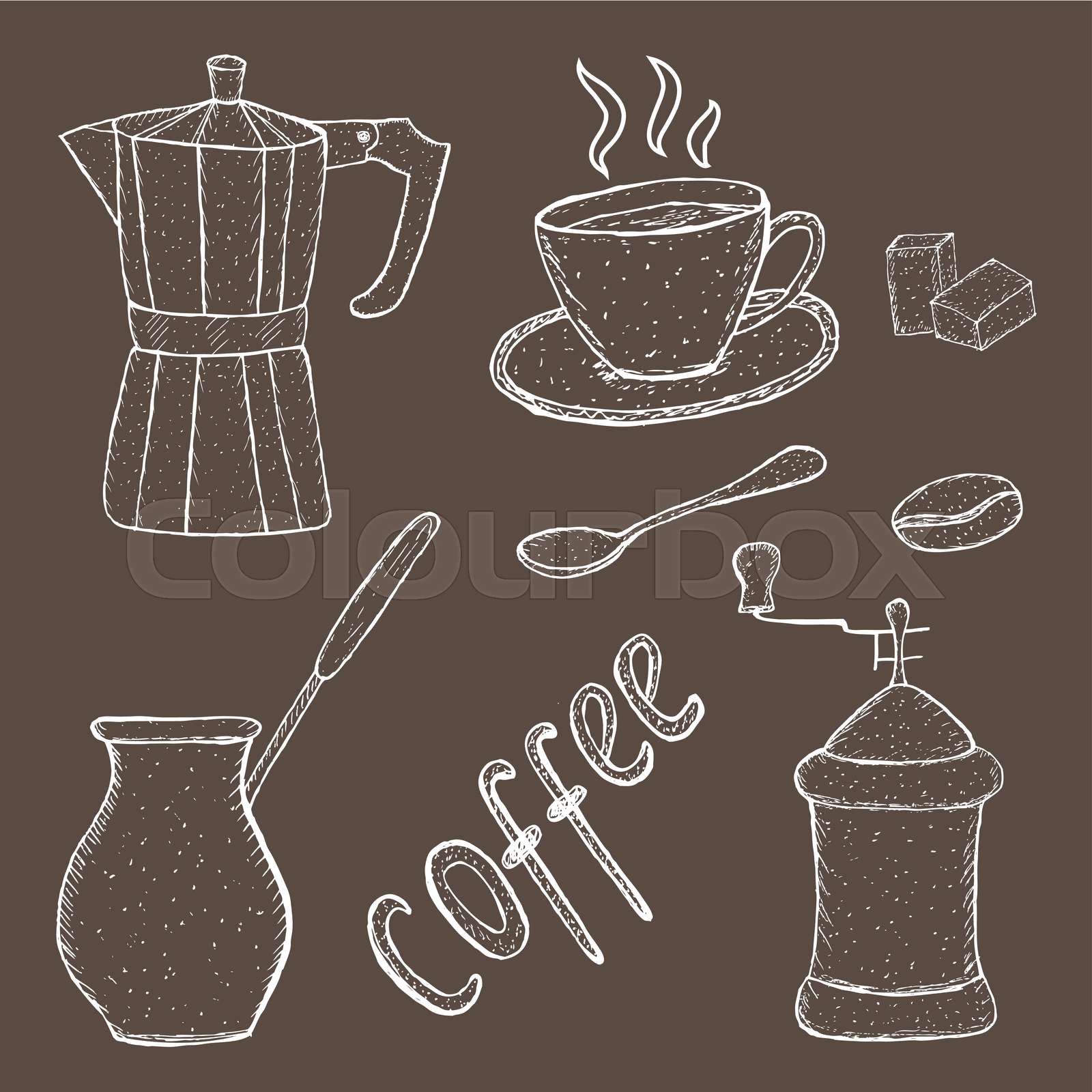 kaffe, tegning, kridt | Stock vektor | Colourbox