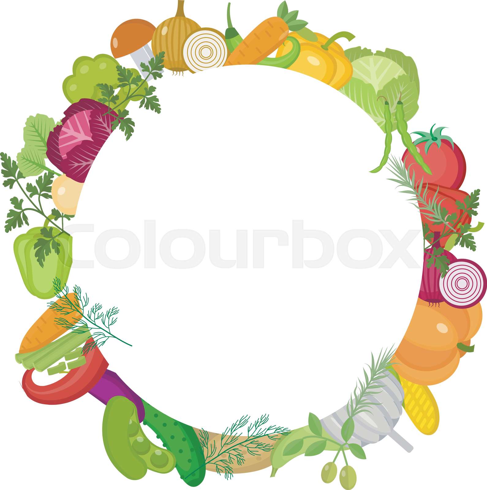menü, rahmen, gemüse | Stock-Vektor | Colourbox