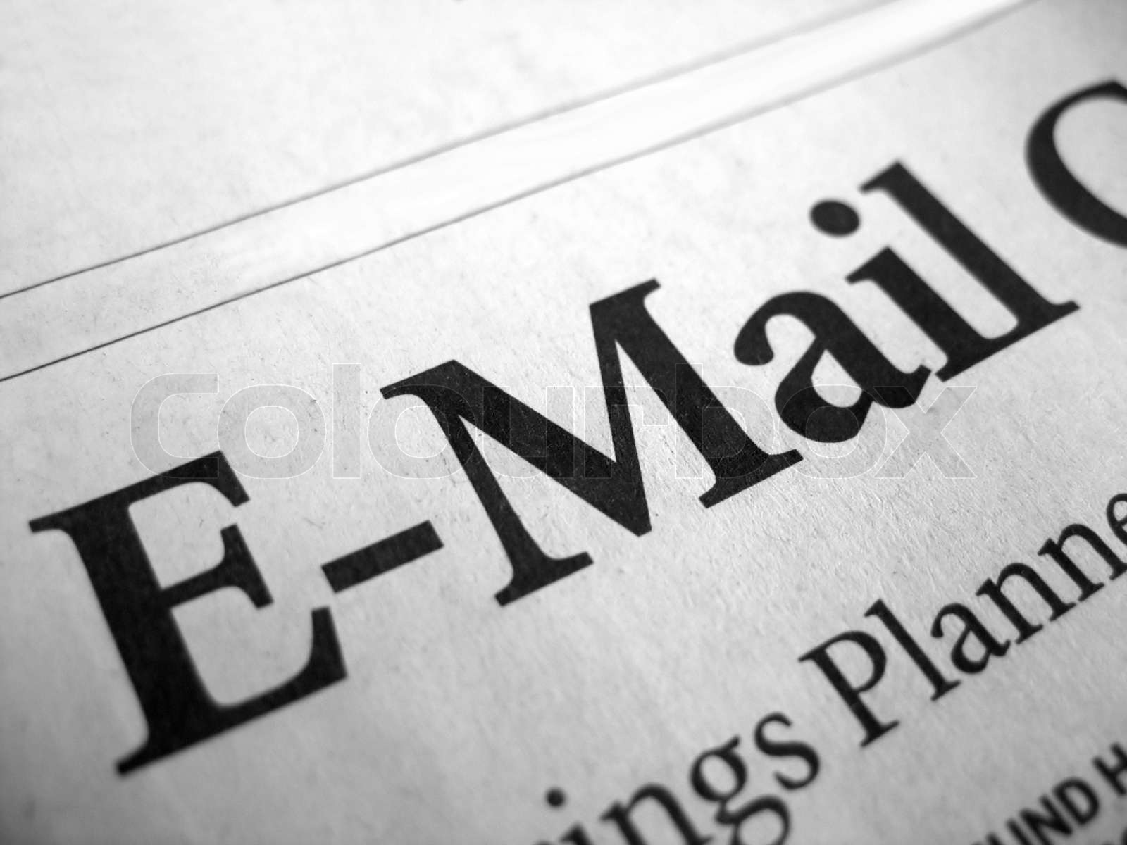 The word Email isolated from a newspaper headline | Stock image | Colourbox
