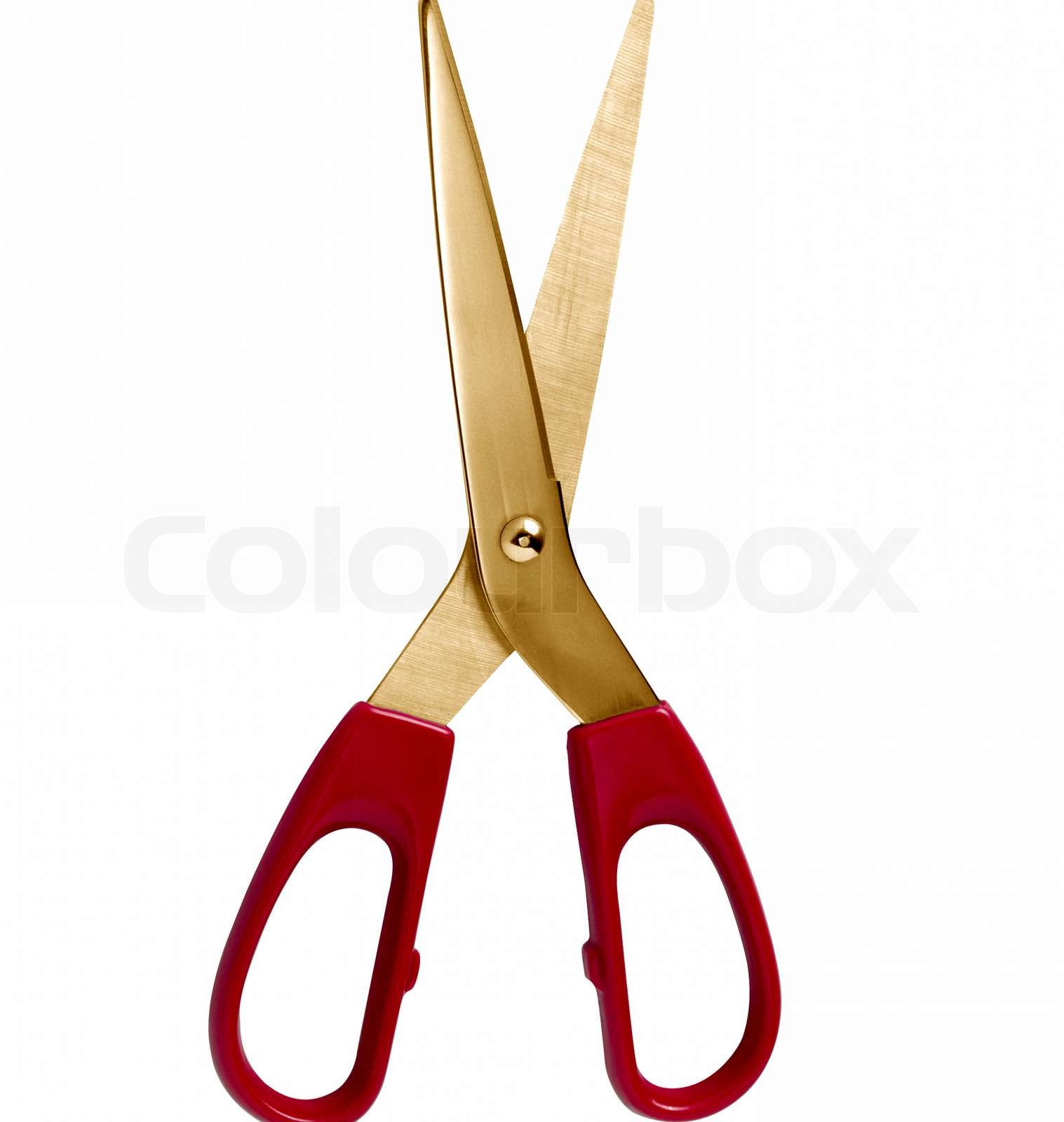 Eine goldene Schere isoliert auf weißem Hintergrund | Stock Bild ...