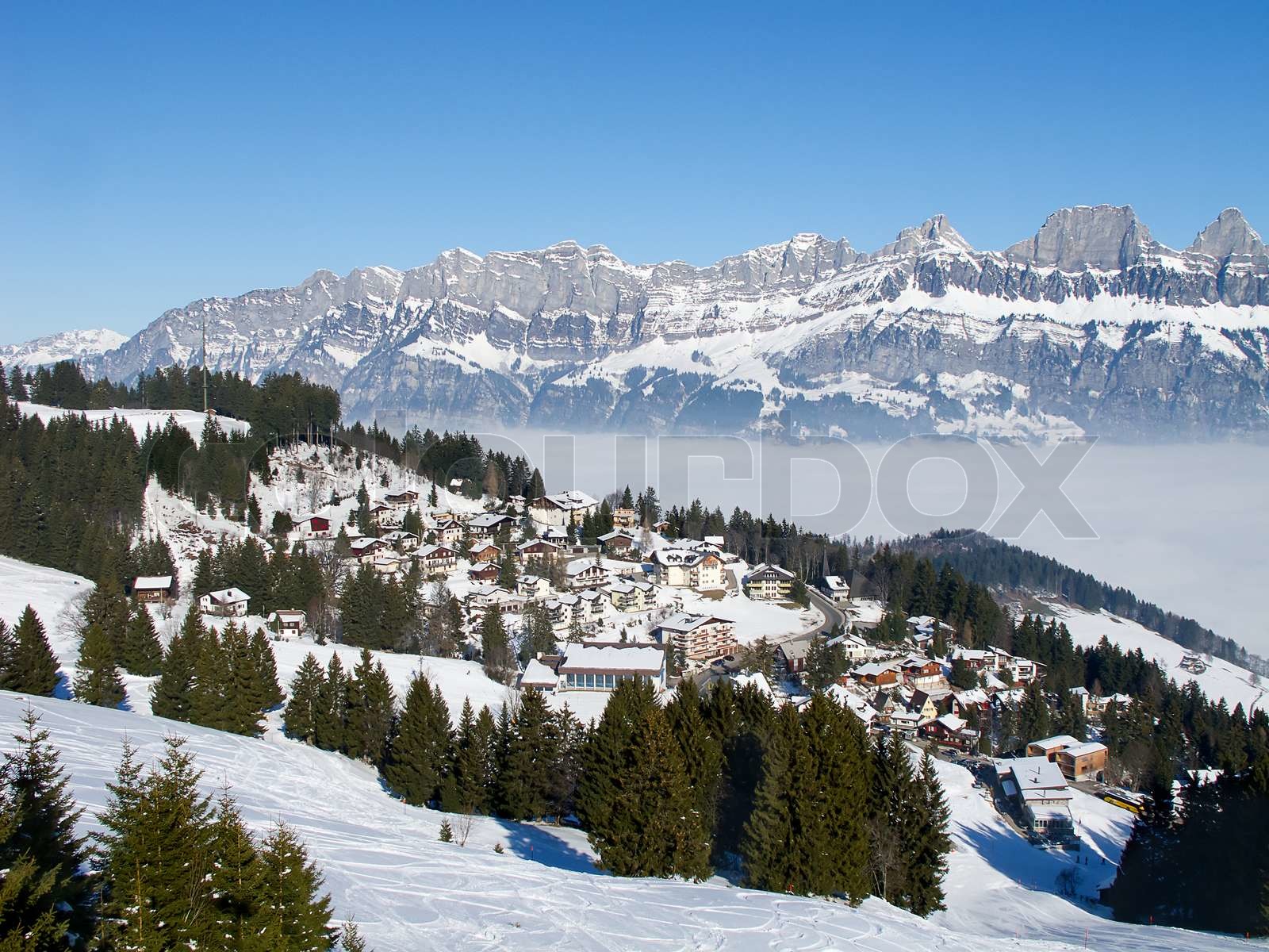 Winter in swiss alps (Flumserberg, St. Gallen, Switzerland) | Stock ...
