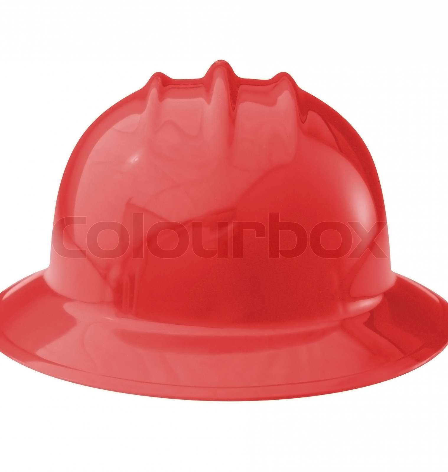 Red construction helmet shot isolated on white | Stock image | Colourbox