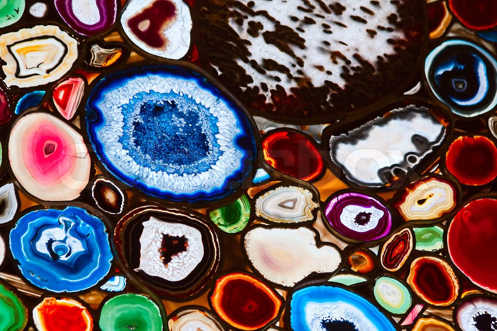 Translucent mosaic made from slices of agate stone | Stock image ...
