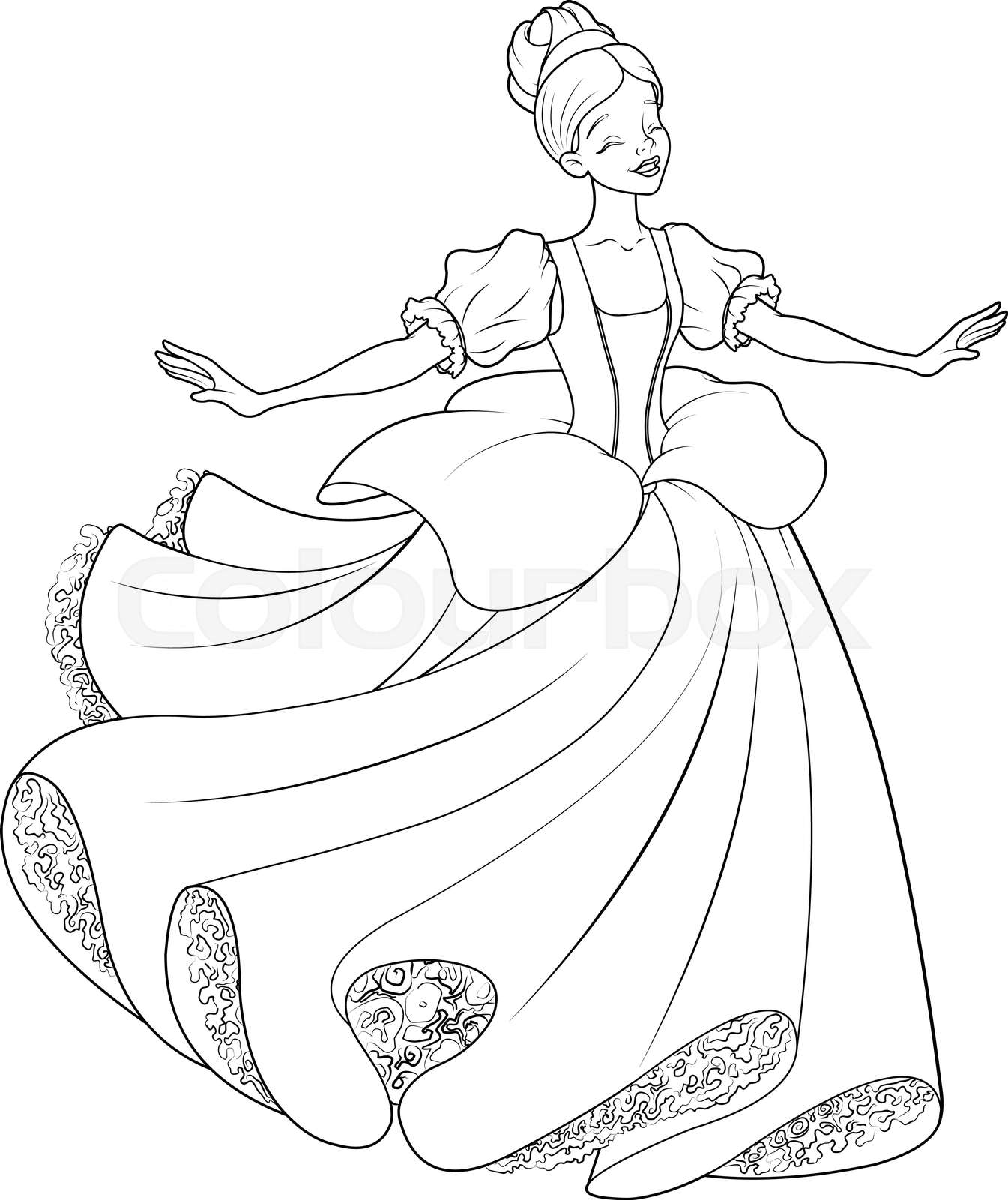 The Ball Dance of Cinderella Coloring Page | Stock vector | Colourbox