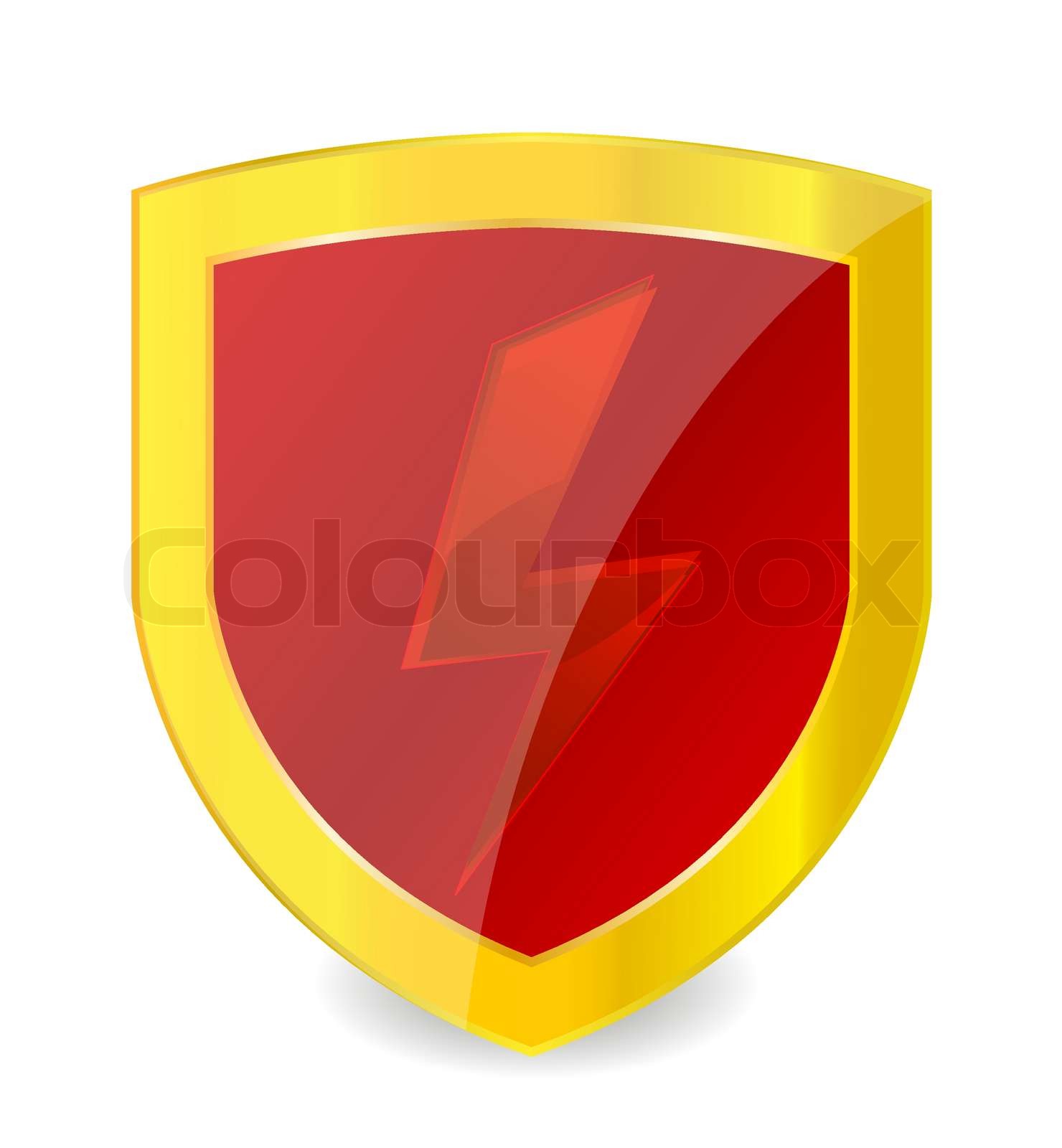 abstract red power symbol on the gold emblem | Stock vector | Colourbox