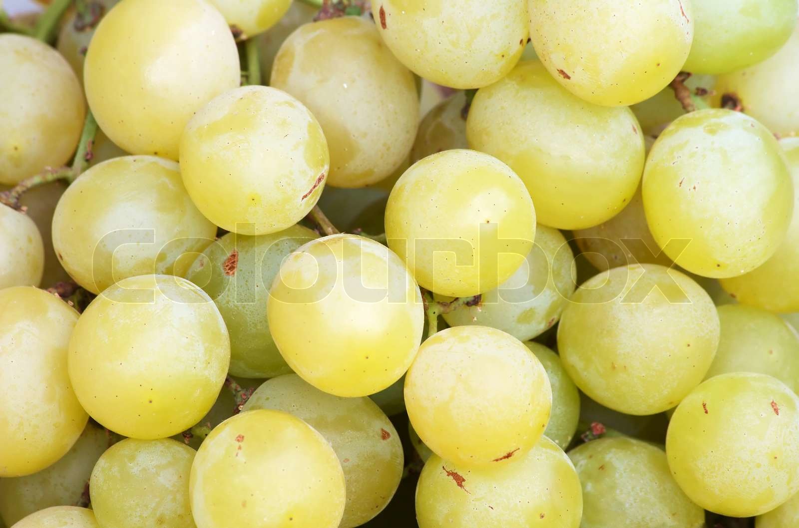 Ripe yellow grapes on the market | Stock image | Colourbox