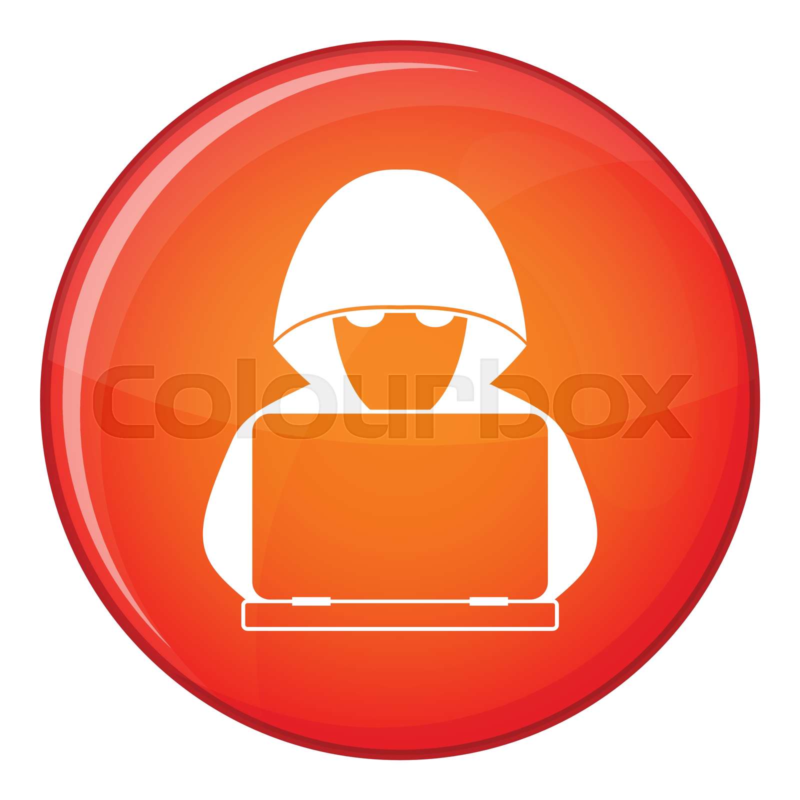 Computer hacker with laptop icon, flat style | Stock vector | Colourbox