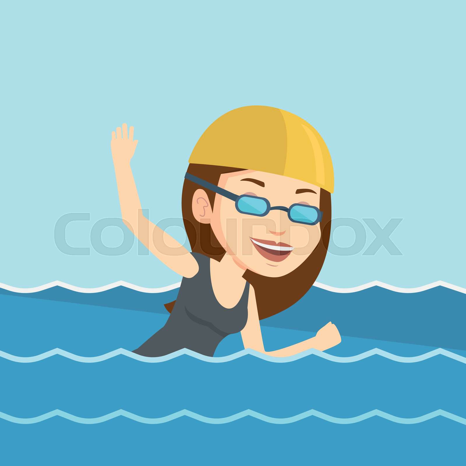 Woman swimming vector illustration. | Stock vector | Colourbox