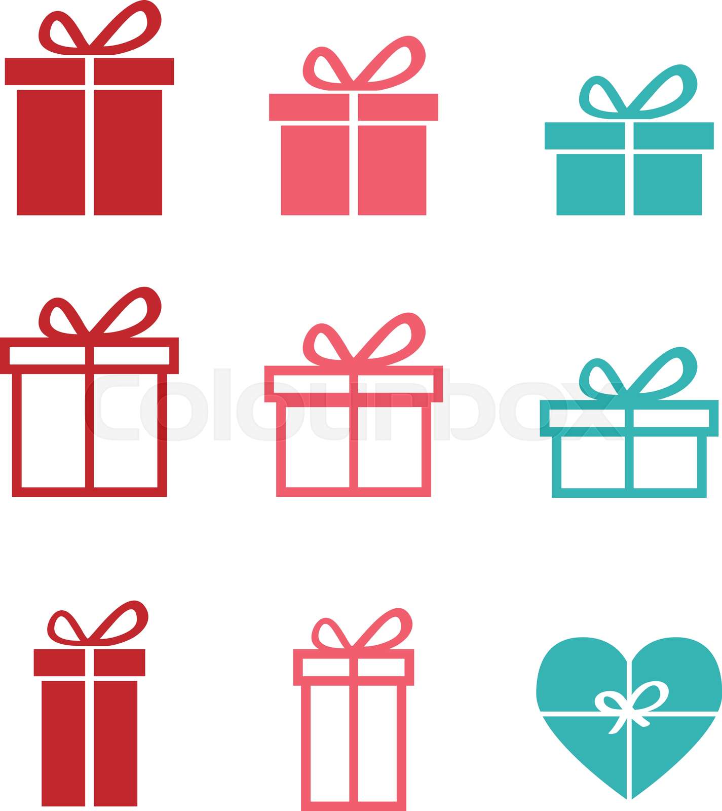 Set of gift icons and symbol, vector | Stock vector | Colourbox