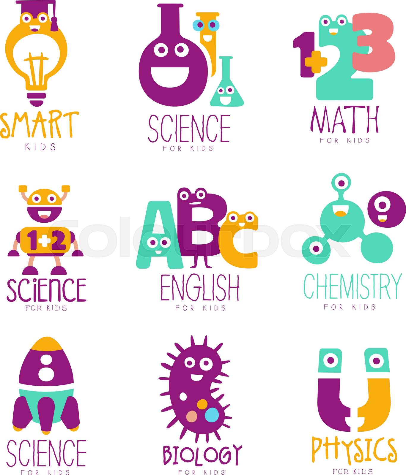 Kids Science Education Extra Curriculum Club Logo Templates In Colorful ...