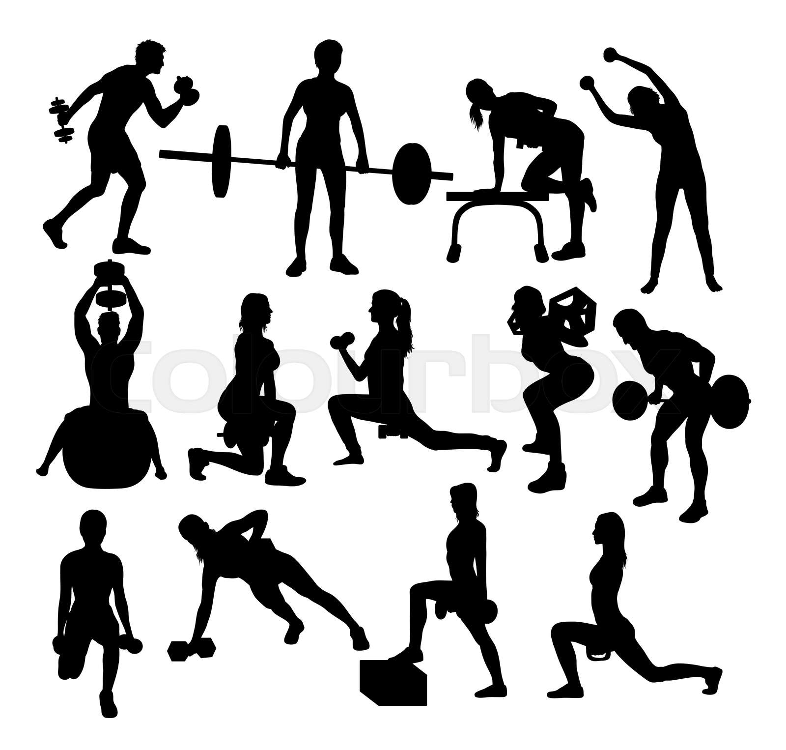 Sport Gym Activity Silhouettes | Stock vector | Colourbox
