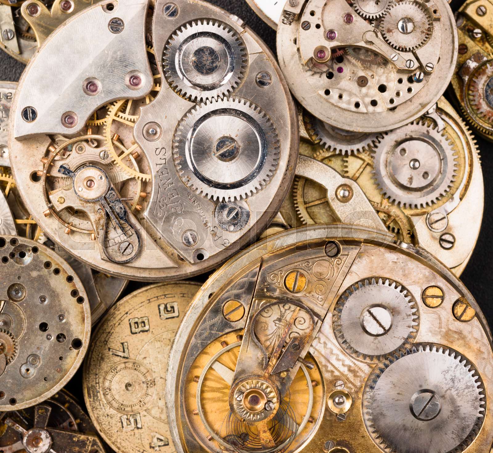 Gold Silver Precision Antique Vintage Pocket Watch Bodies Parts Gears ...