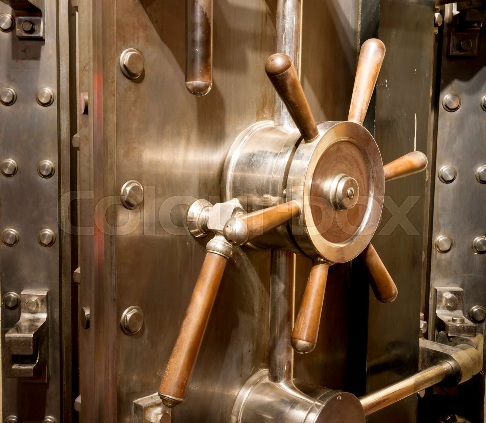 Front of Bank Vault Massive Door Handle Combination Lock Dial | Stock ...
