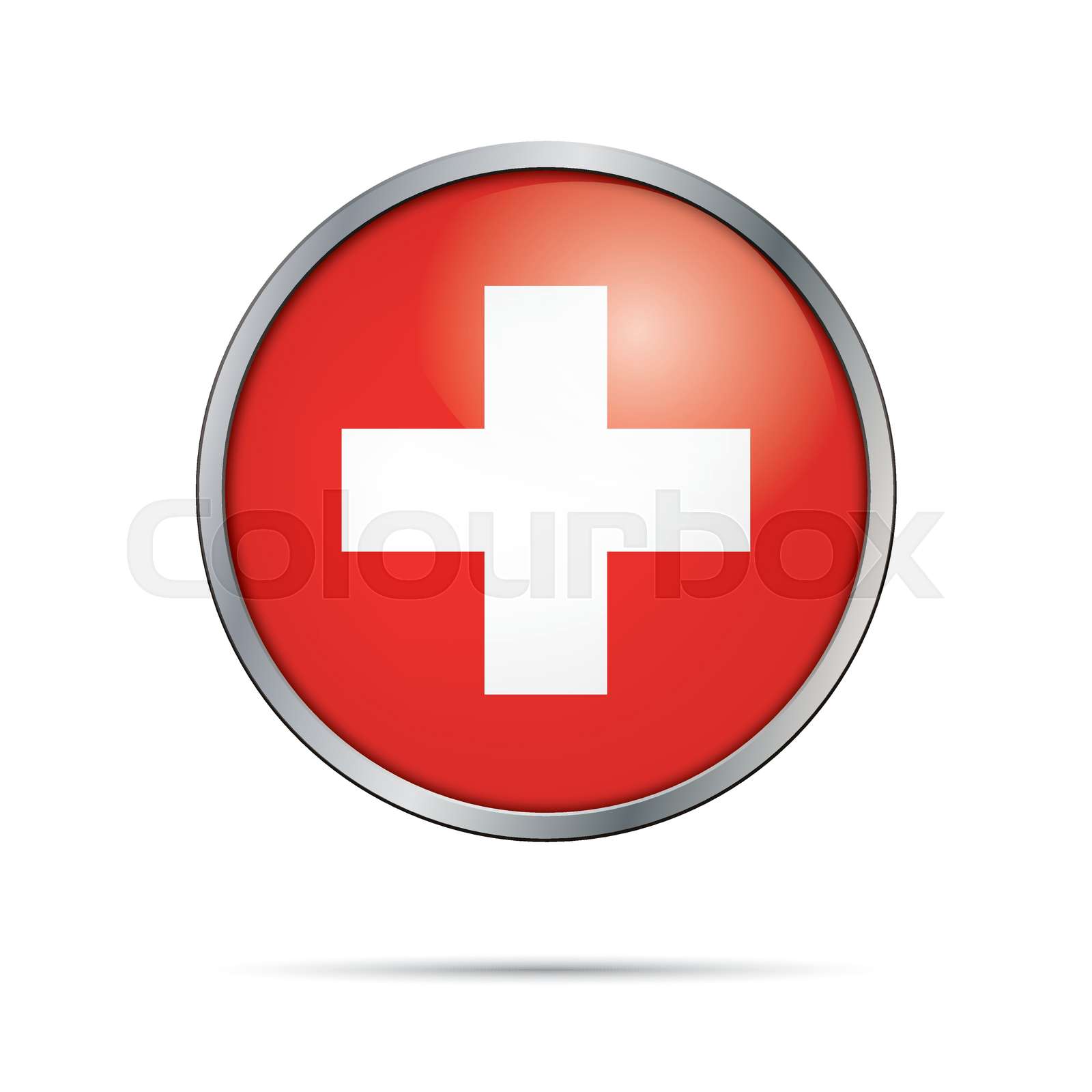 Vector Swiss flag Button. Switzerland flag in glass button style ...