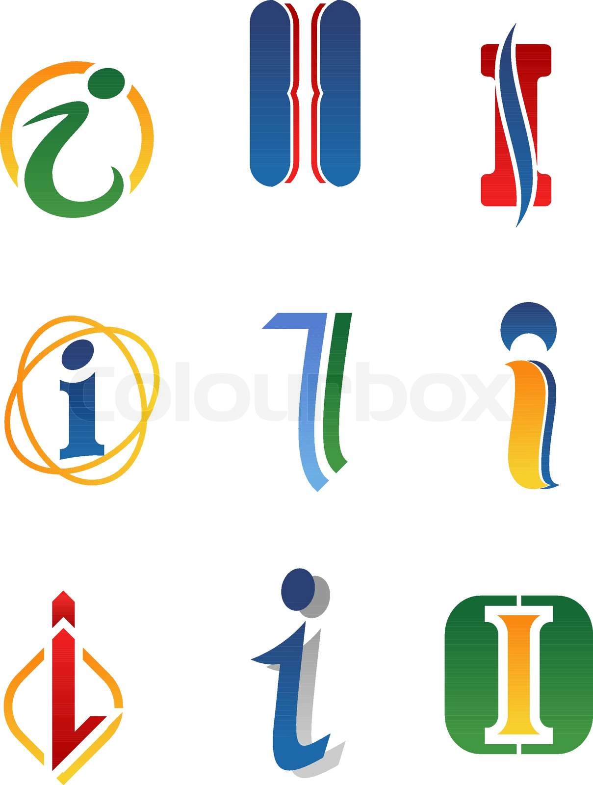 Set of alphabet symbols and elements of letter I | Stock vector | Colourbox