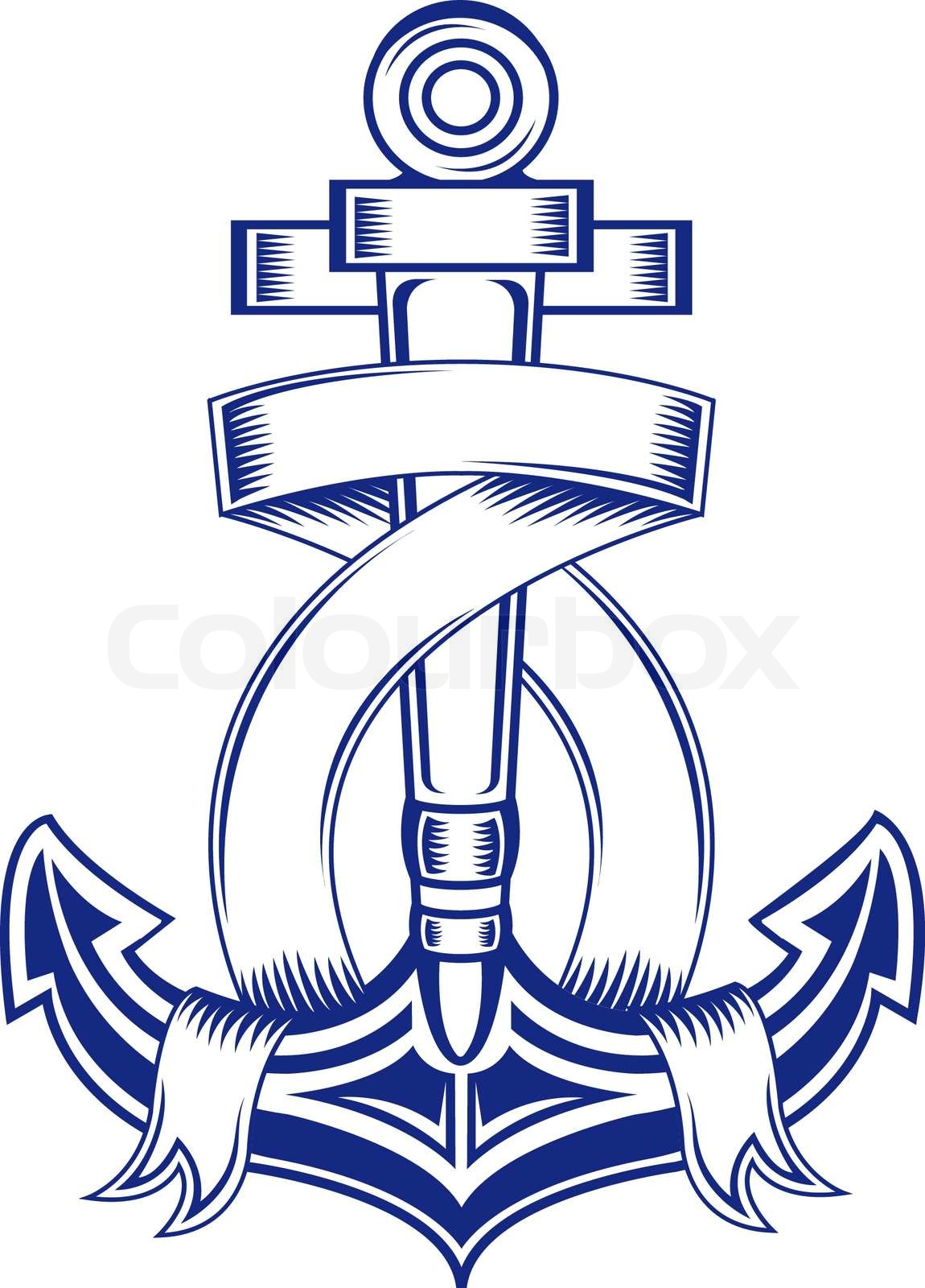 Alte Anker mit Bändern für heraldische Gestaltung | Stock-Vektor ...