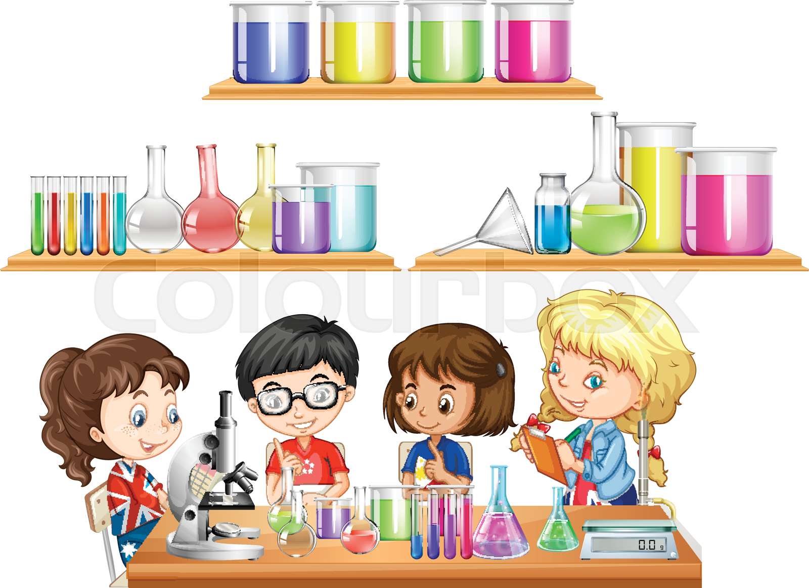 naturwissenschaft, freigestellt, mikroskop | Stock-Vektor | Colourbox