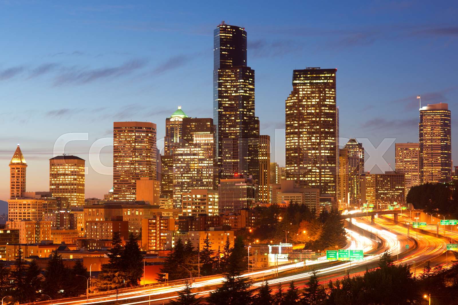 Interstate 5 & Seattle America Stock Photo | Stock image | Colourbox