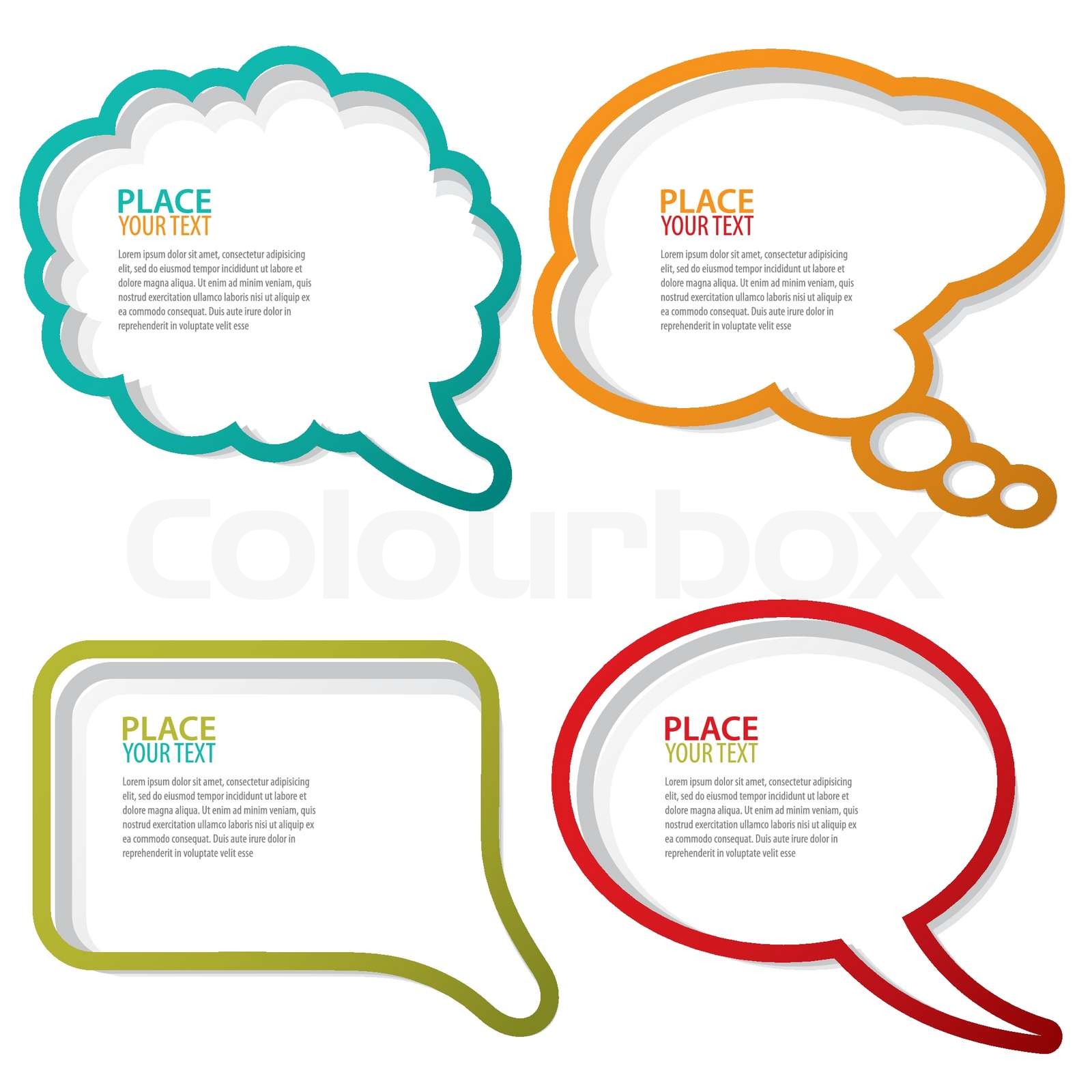 Set of speech and thought bubbles, element for design, vector ...