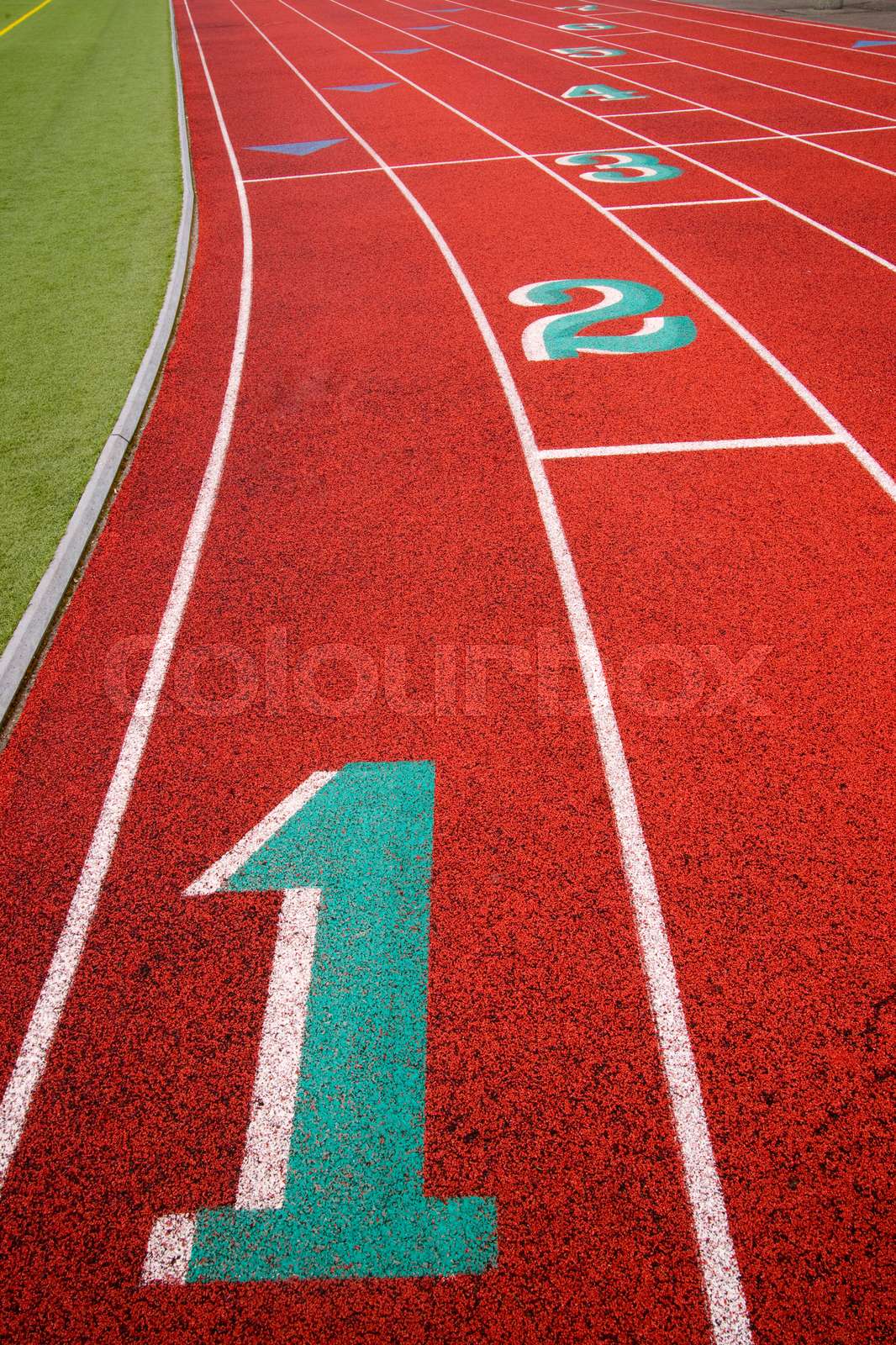 Stadium Running Track Lane Markers Sports Field Number Markings | Stock ...