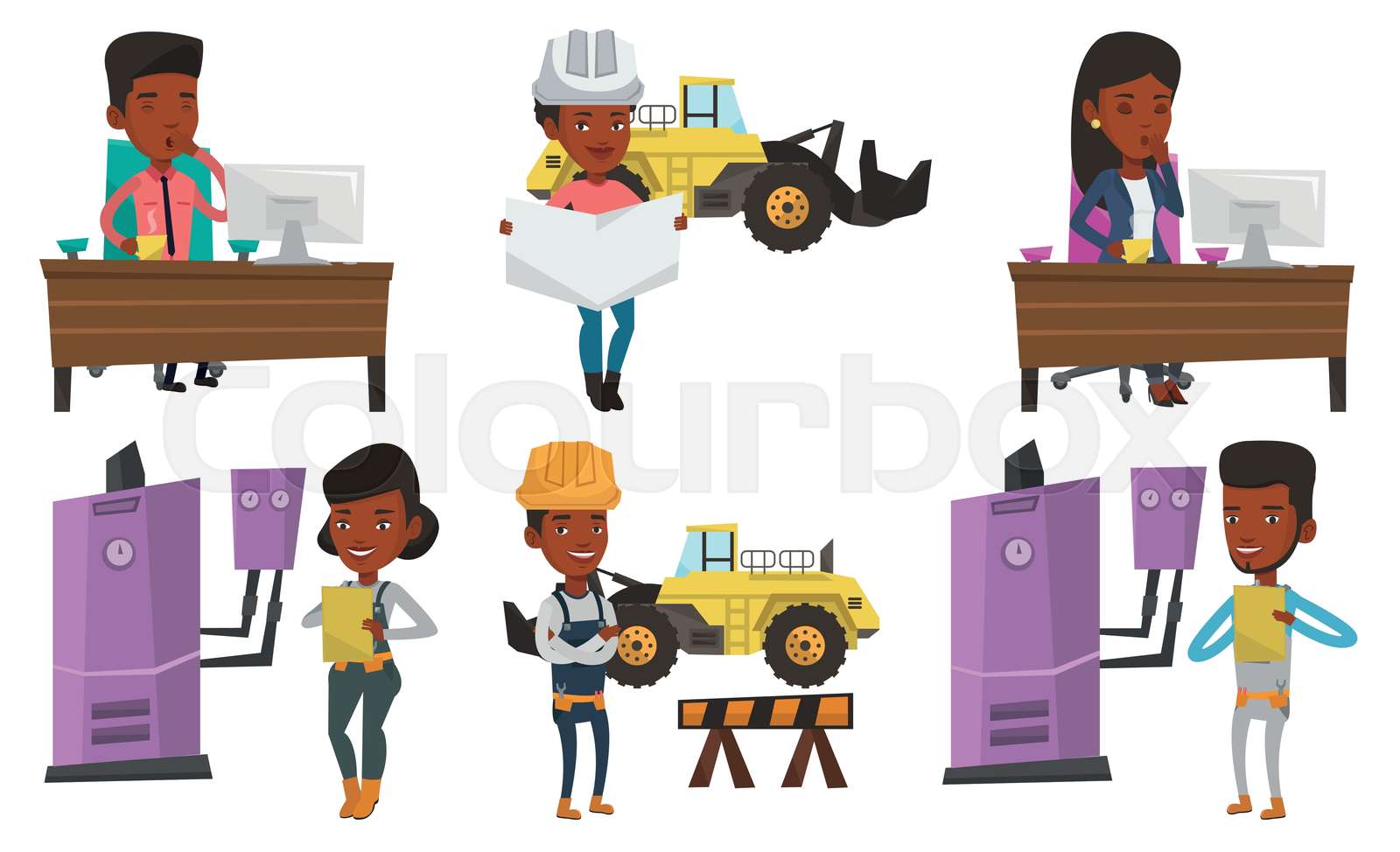 Vector set of constructors and builders characters | Stock vector ...