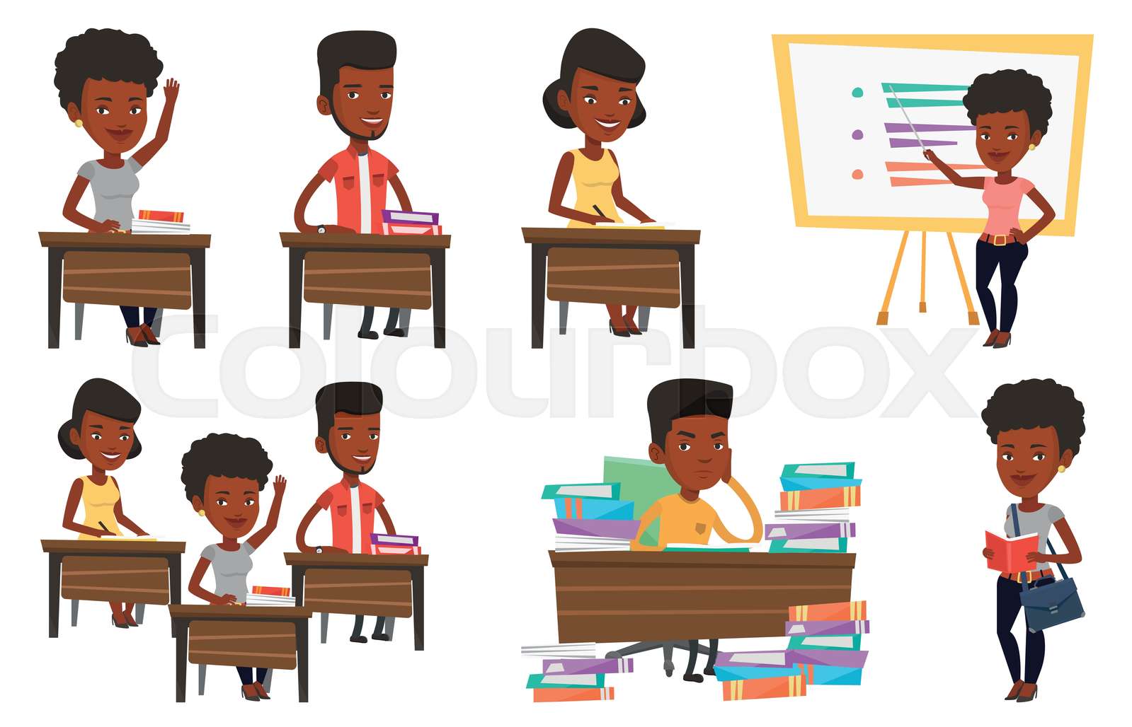 Vector set of student characters. | Stock vector | Colourbox