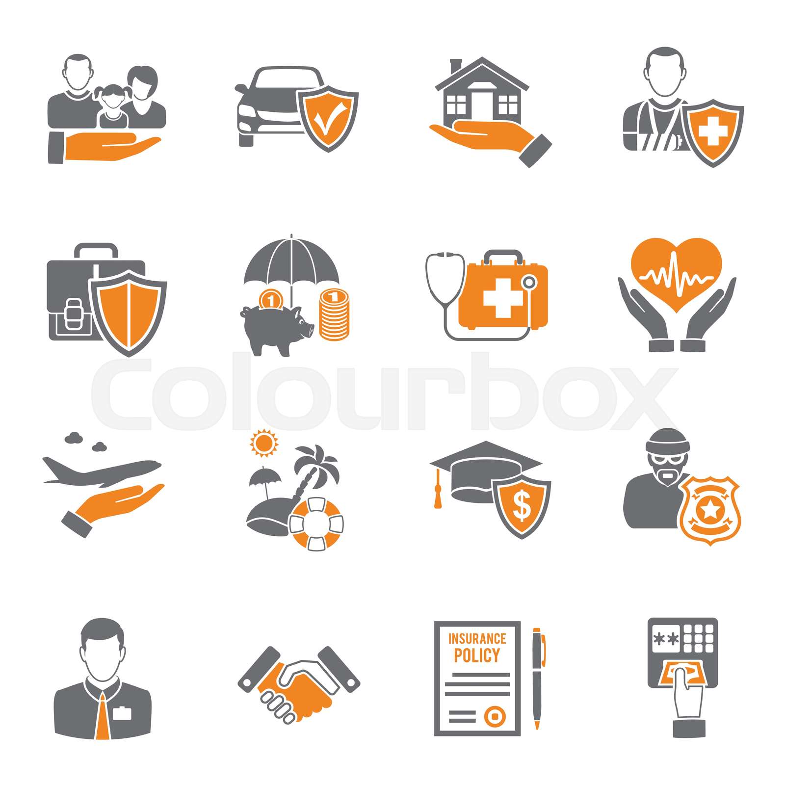 Insurance Icons Set | Stock vector | Colourbox