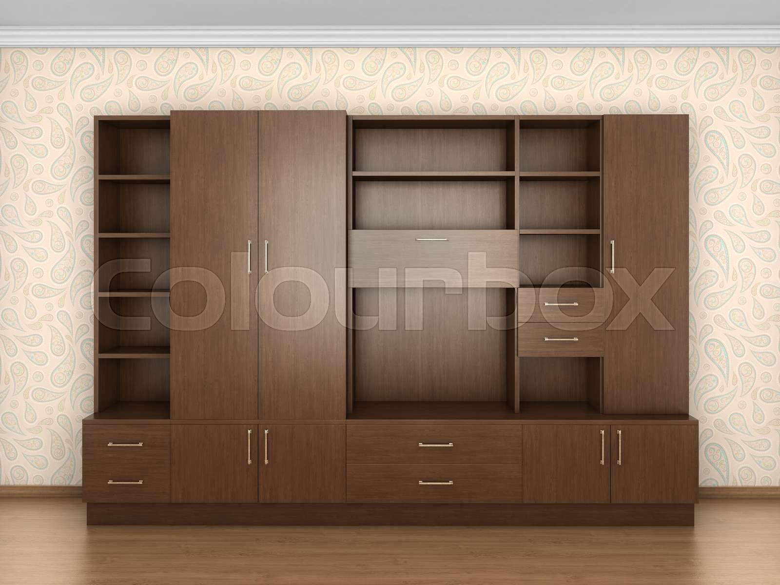 wood big cupboard empty | Stock image | Colourbox