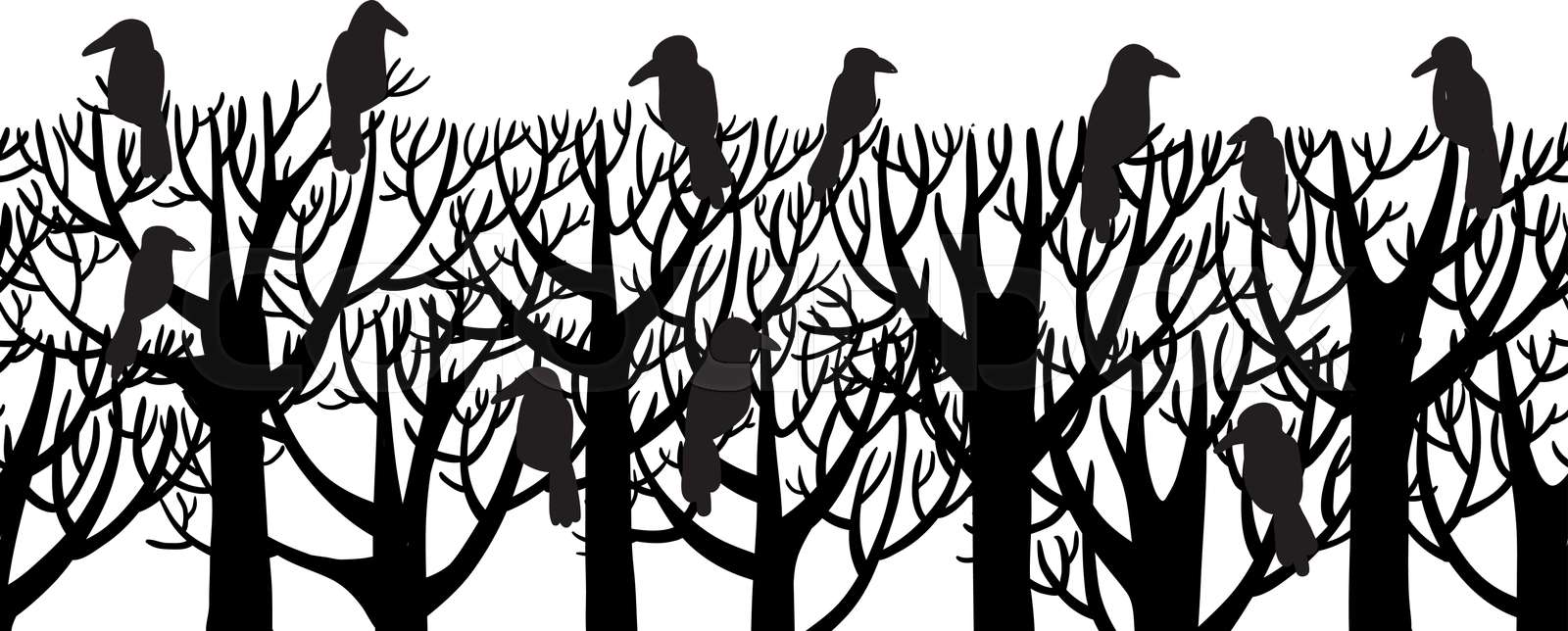 ravens sitting on tree(border) | Stock vector | Colourbox