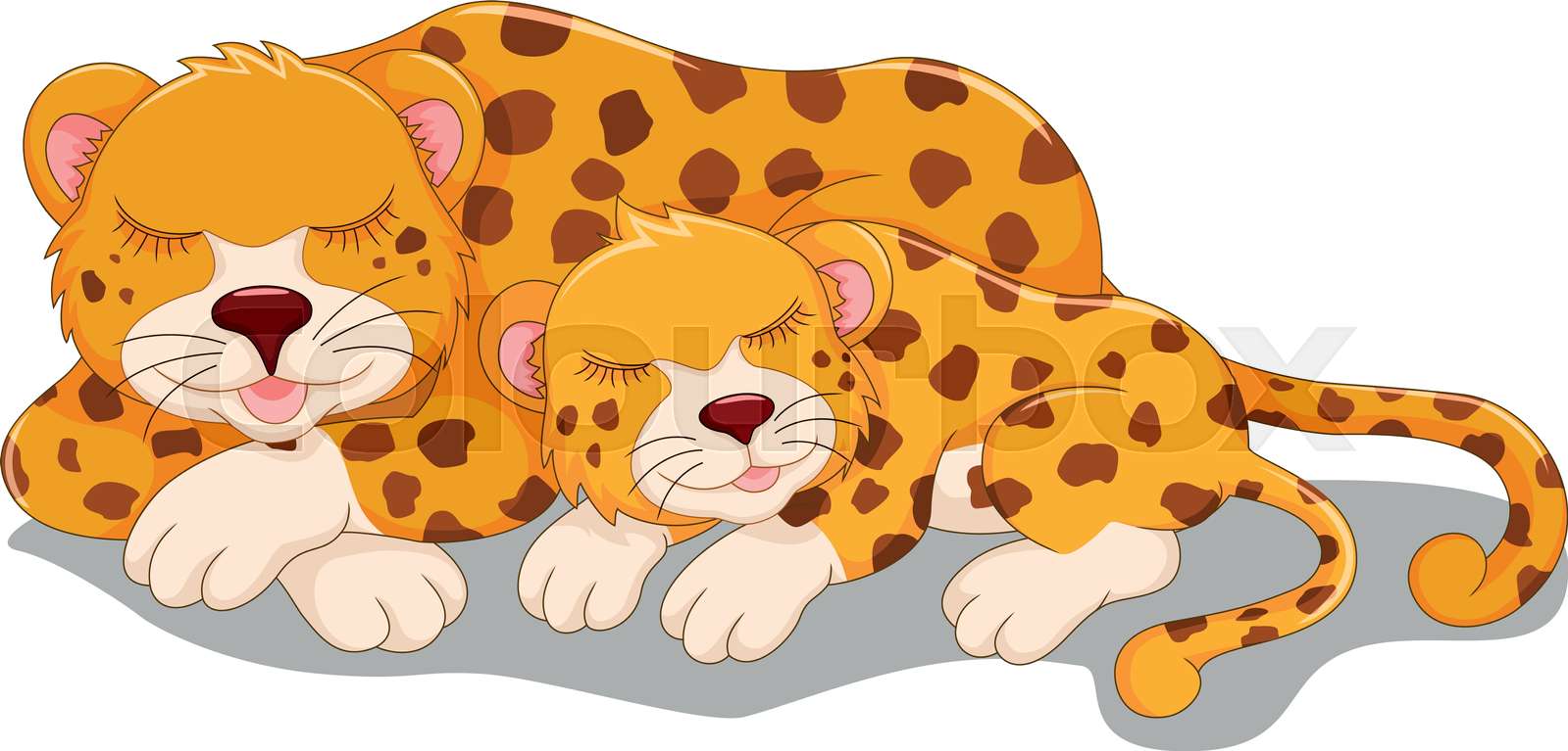 funny cheetah cartoon with her baby | Stock vector | Colourbox