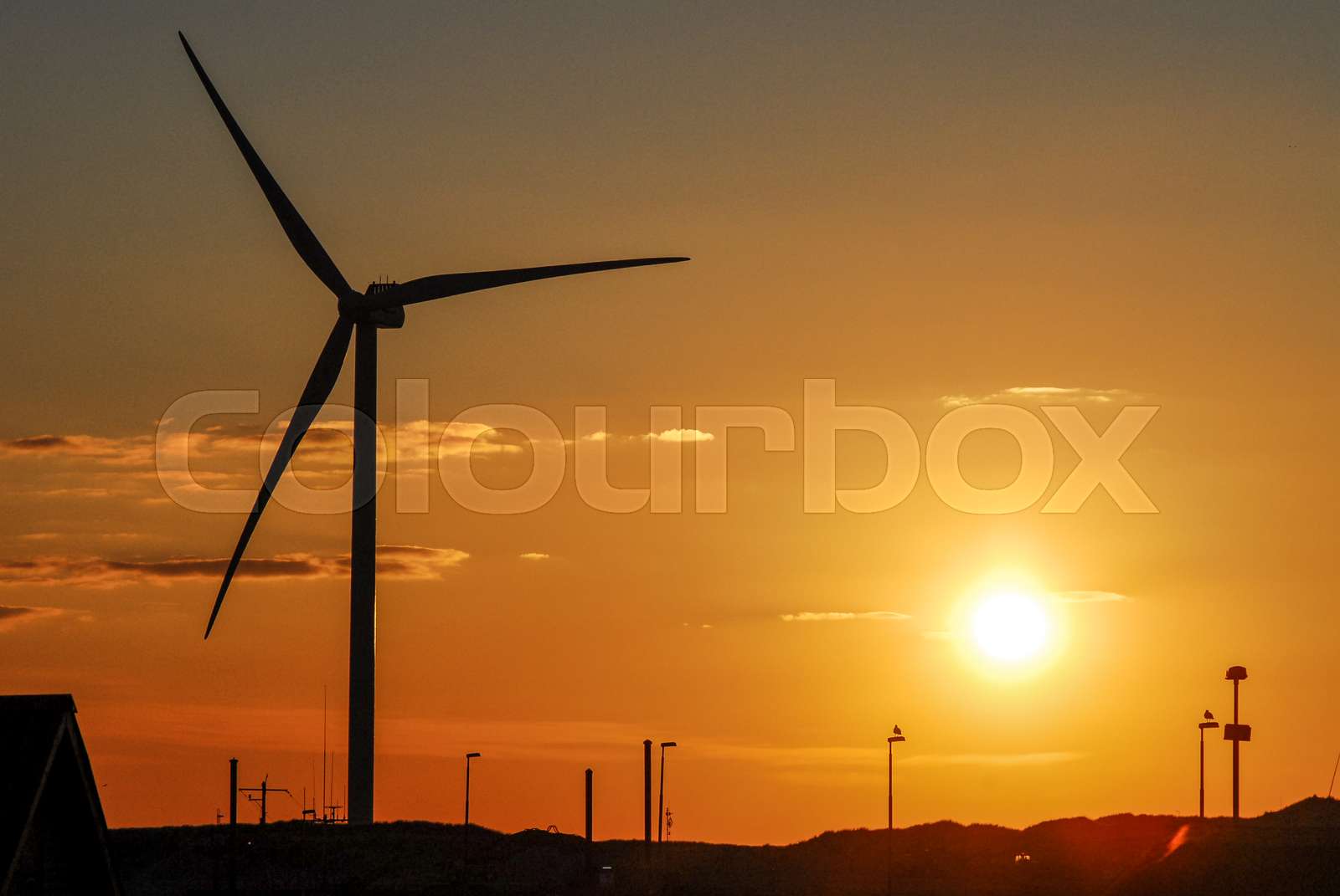 Windmill and sunset | Stock image | Colourbox