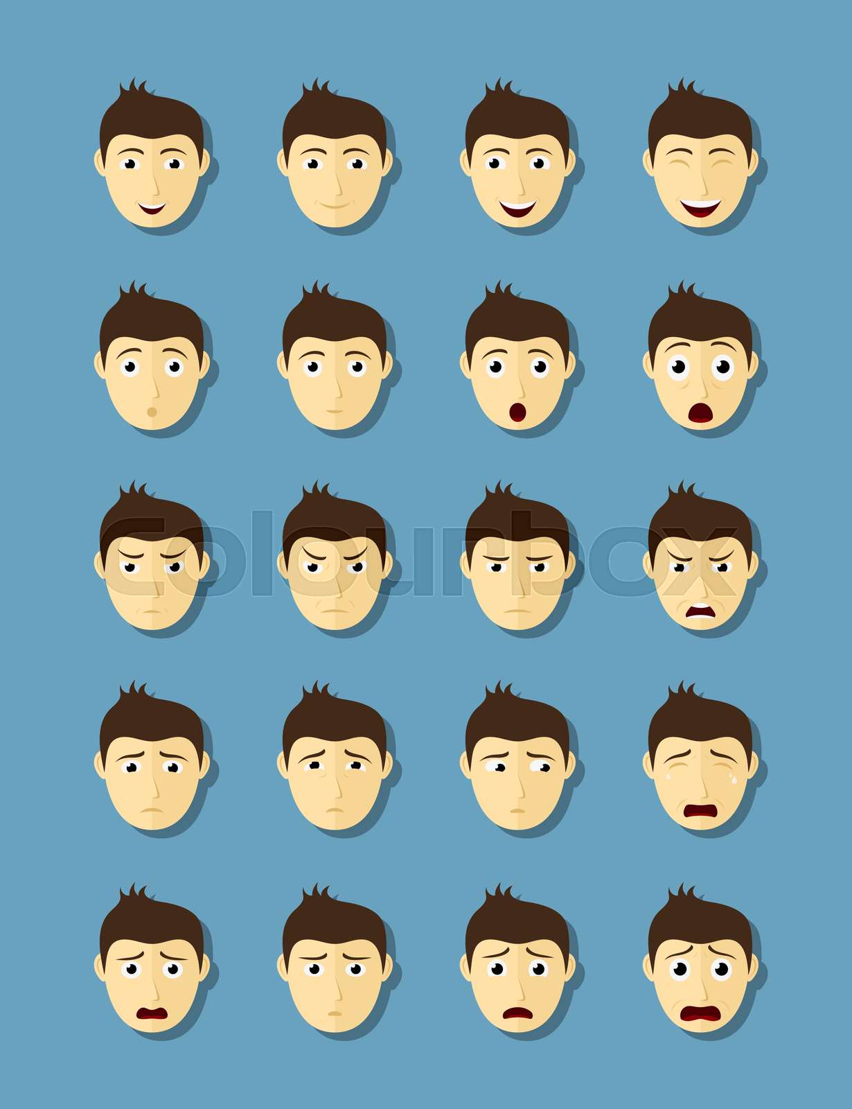 emotional faces set | Stock vector | Colourbox