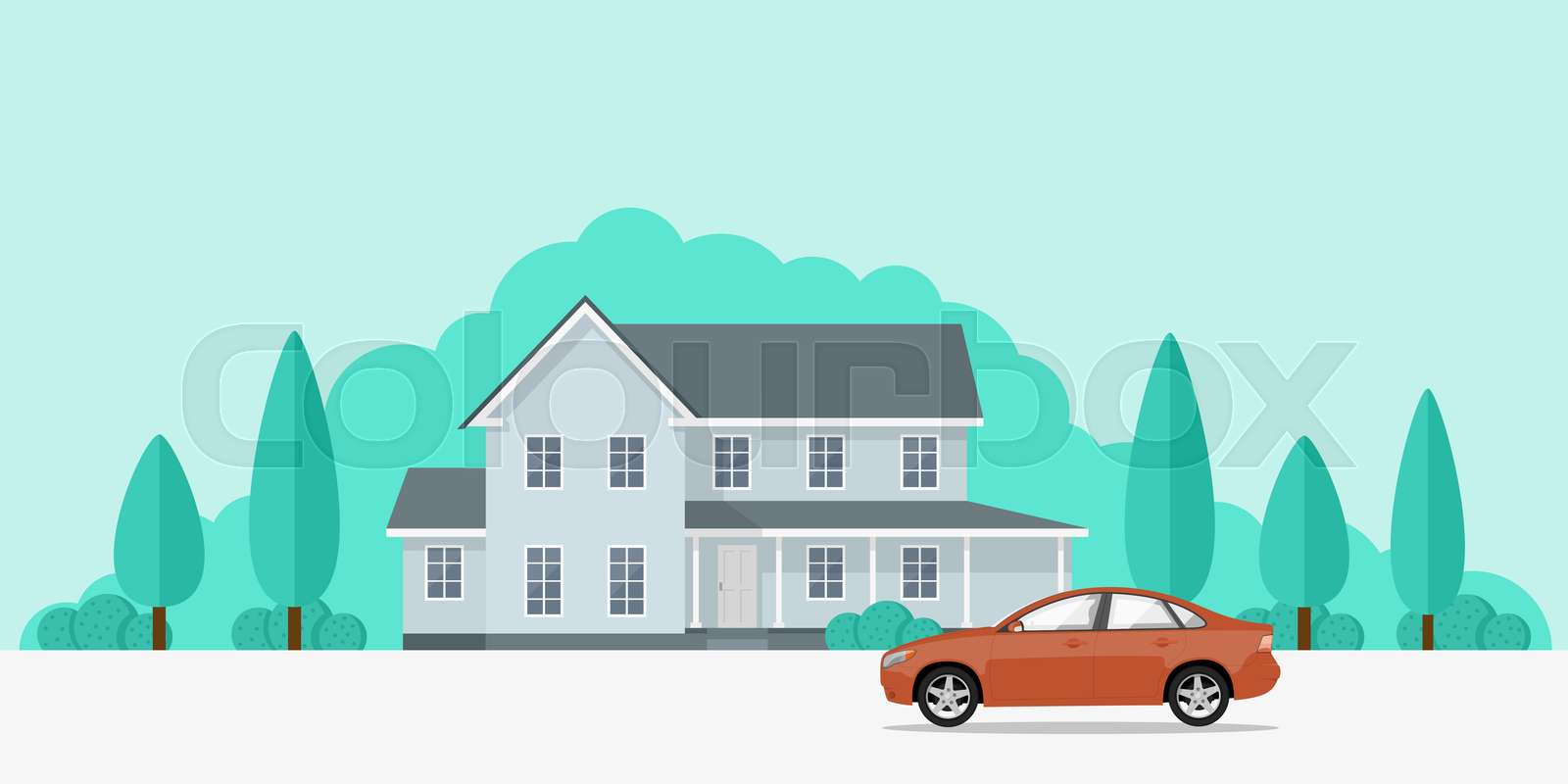 house and car | Stock vector | Colourbox