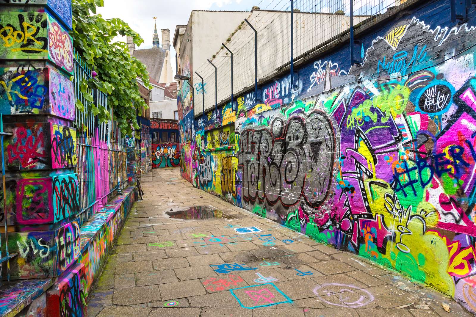 Graffiti street in Gent | Stock image | Colourbox
