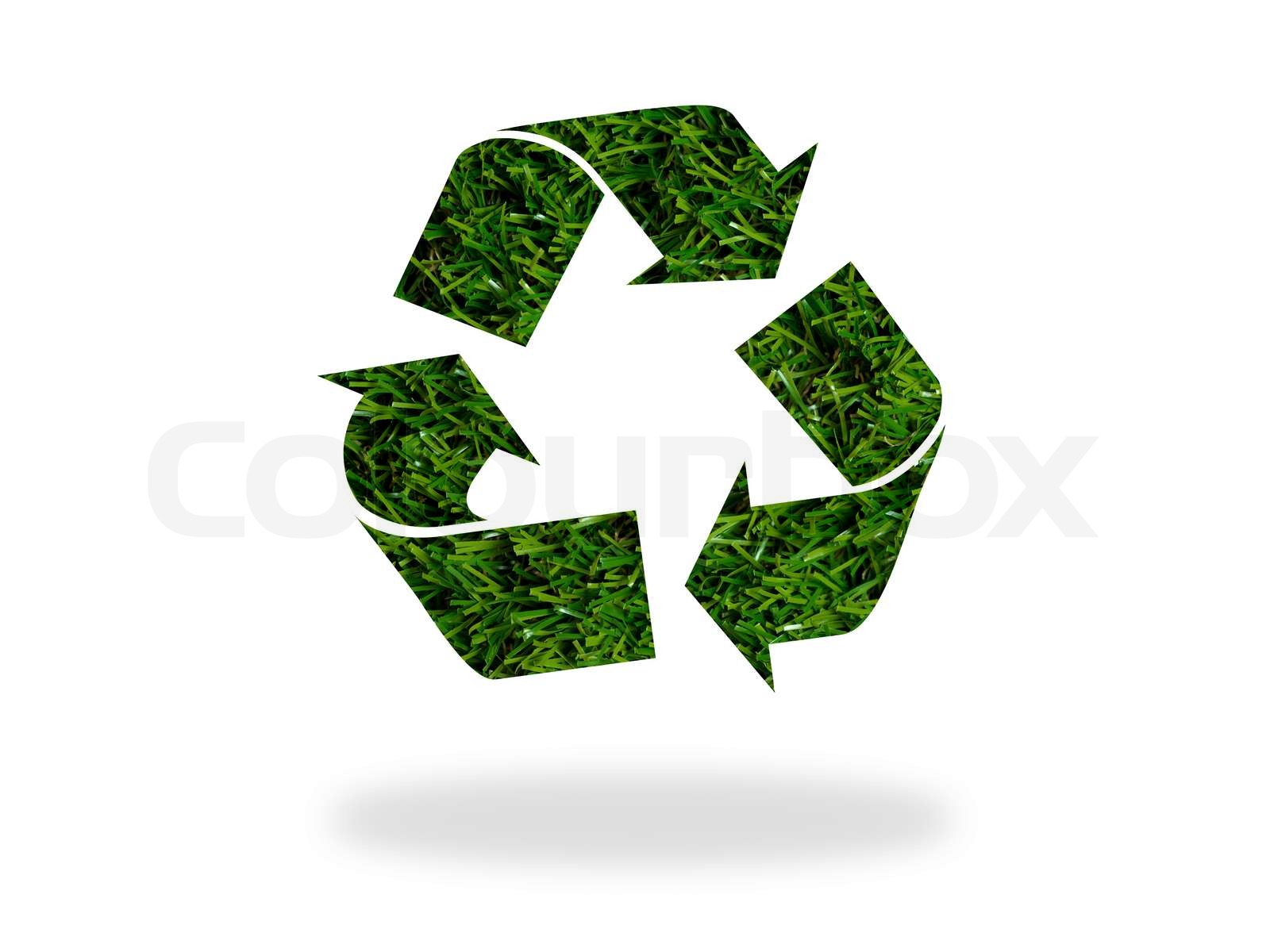 A recycle symbol with green leaves on white | Stock image | Colourbox