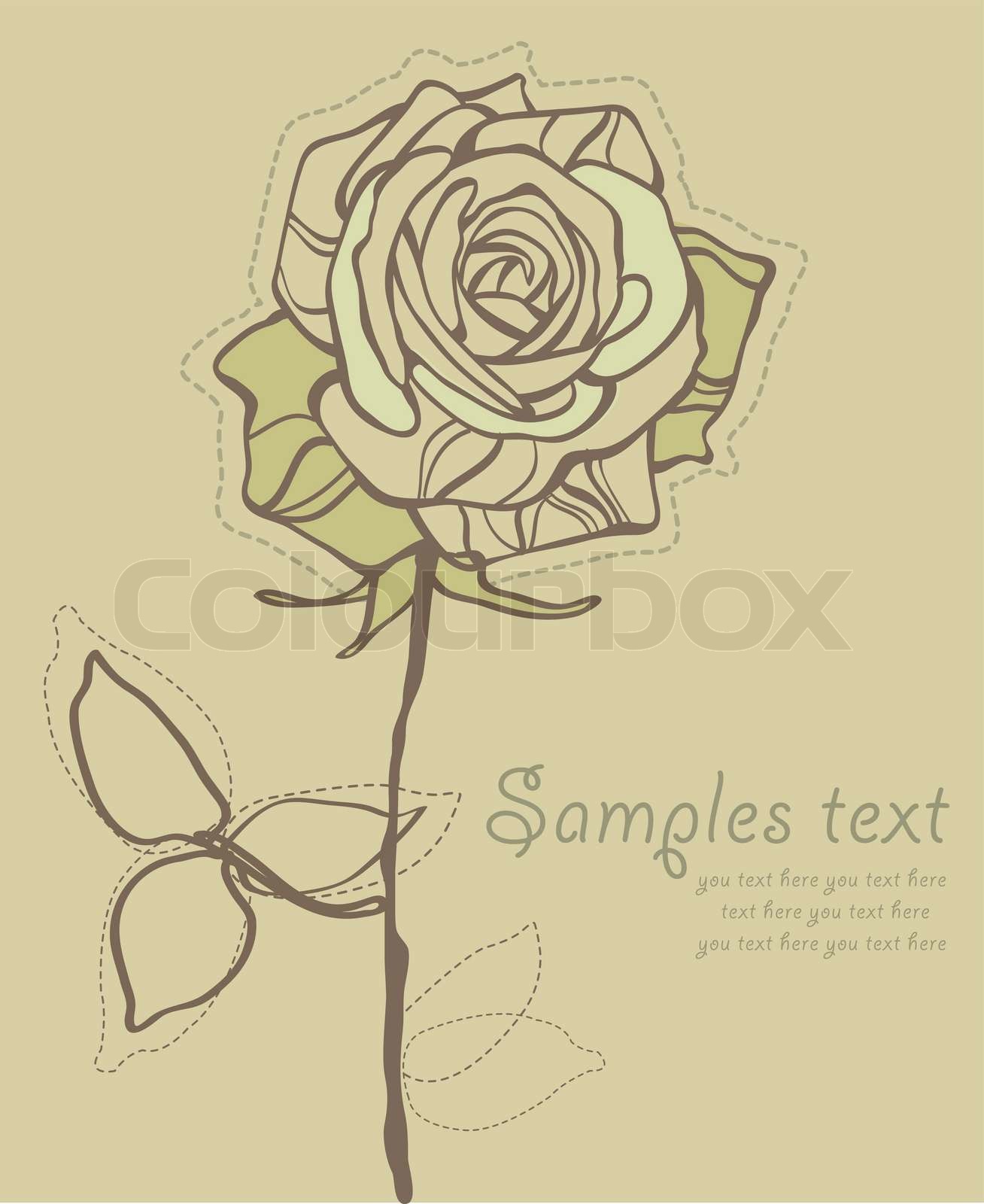 Retro Card With Stylized Rose Vector | Stock vector | Colourbox