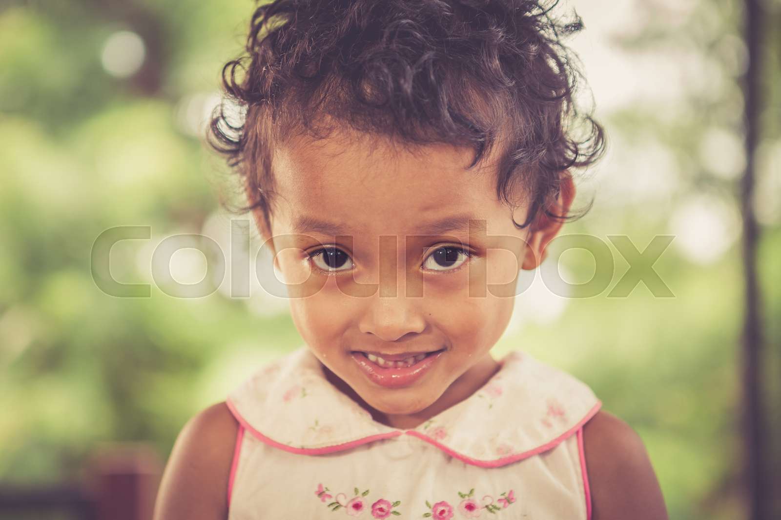 Portrait of smile asian poor girl in Thailand | Stock image | Colourbox