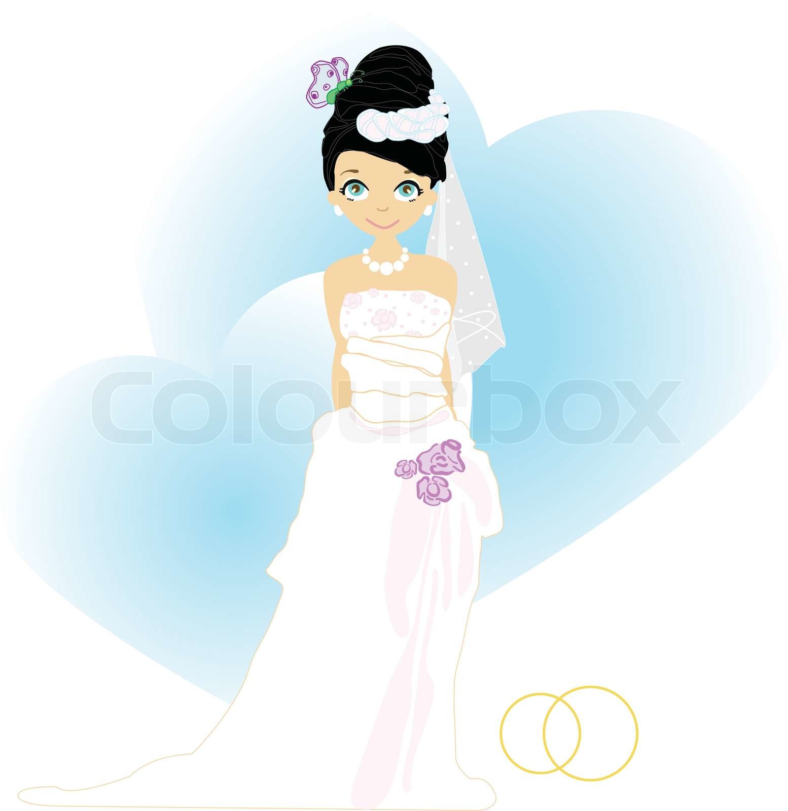 Elegant brud i Blue.Illustration | Stock vektor | Colourbox