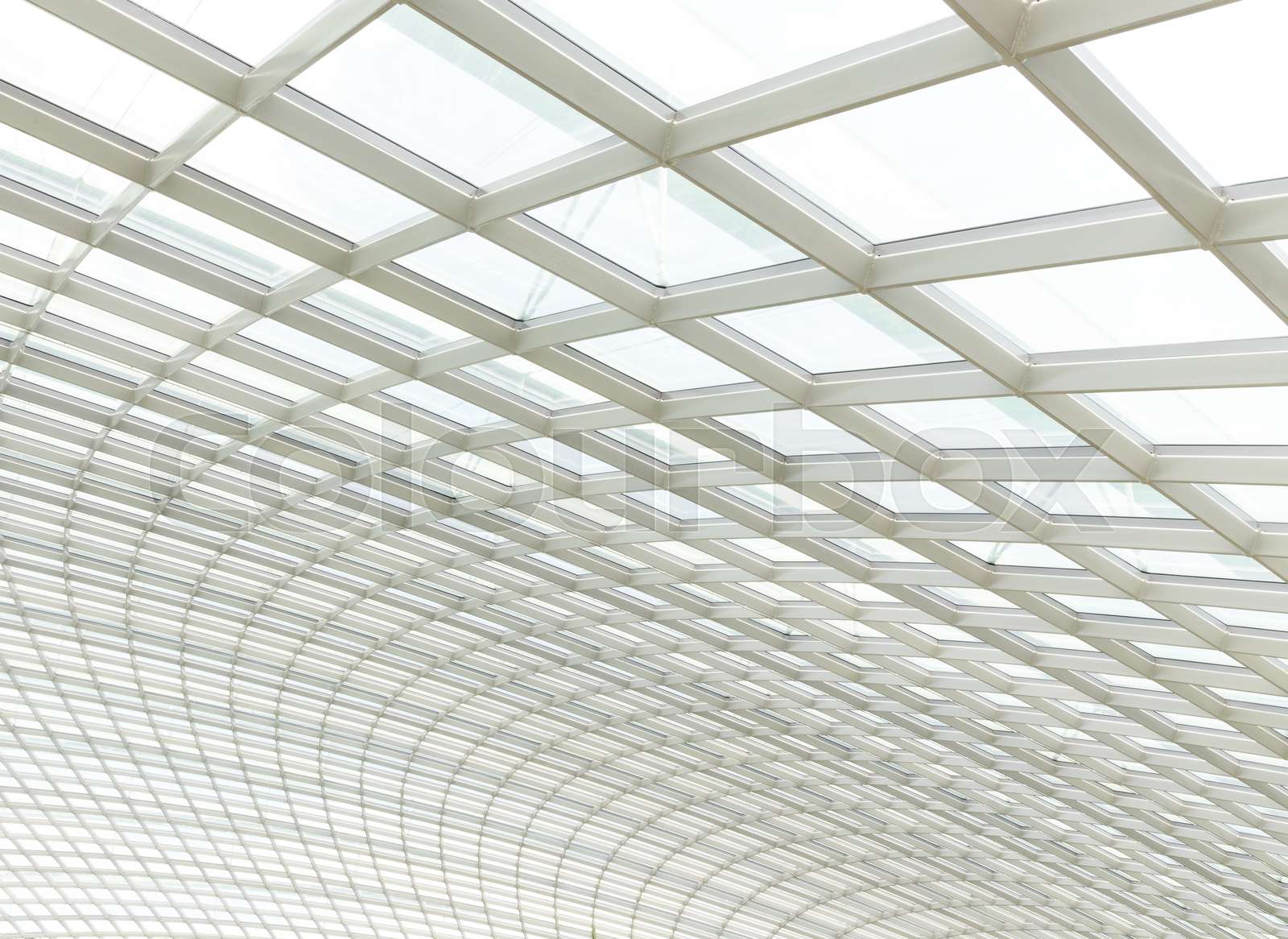 modern glass roof inside office center - Stock Image - Everypixel
