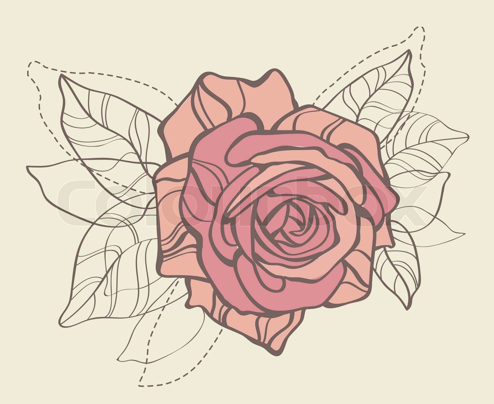 Retro card with vector stylized rose | Stock vector | Colourbox