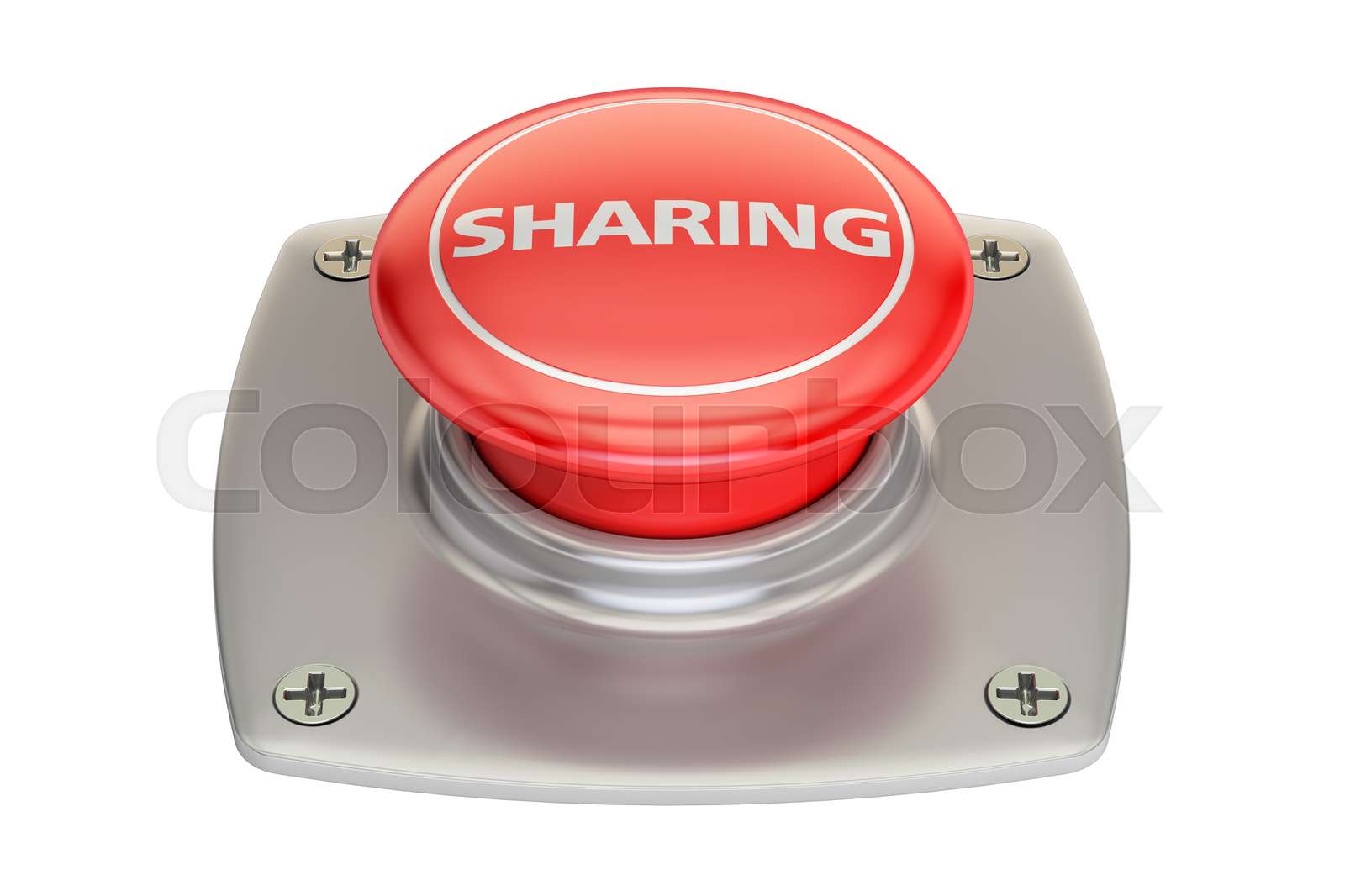 Sharing Red Button, 3D rendering | Stock image | Colourbox