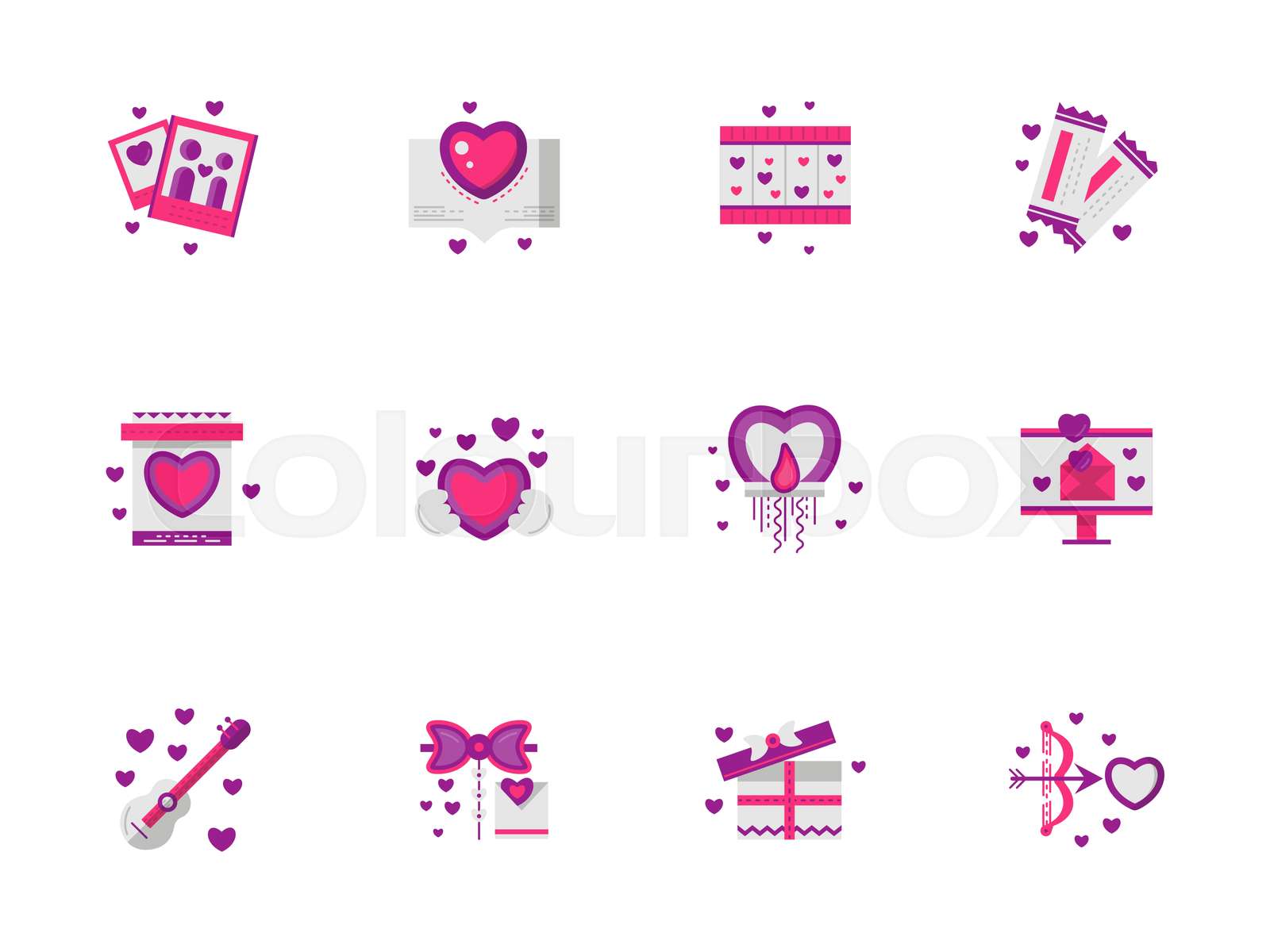 Bright pink love vector icons set | Stock vector | Colourbox