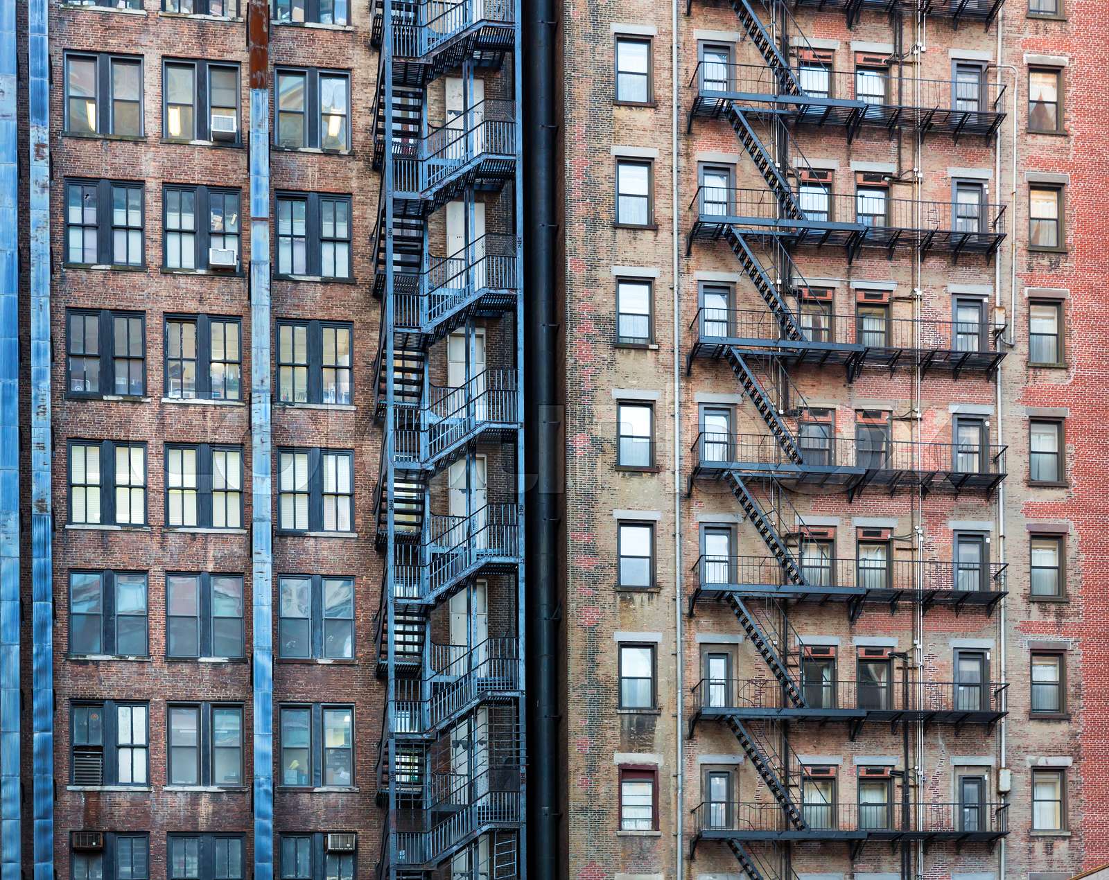 Facade of old red building. | Stock image | Colourbox