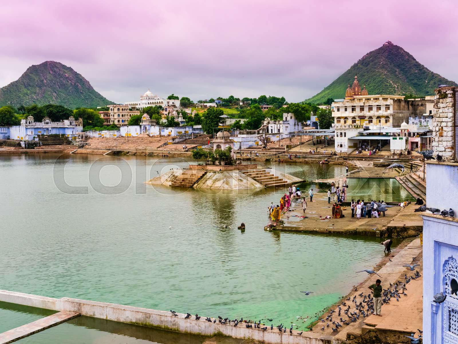 View of Pushkar and his ghats, Rajasthan, India | Stock image | Colourbox
