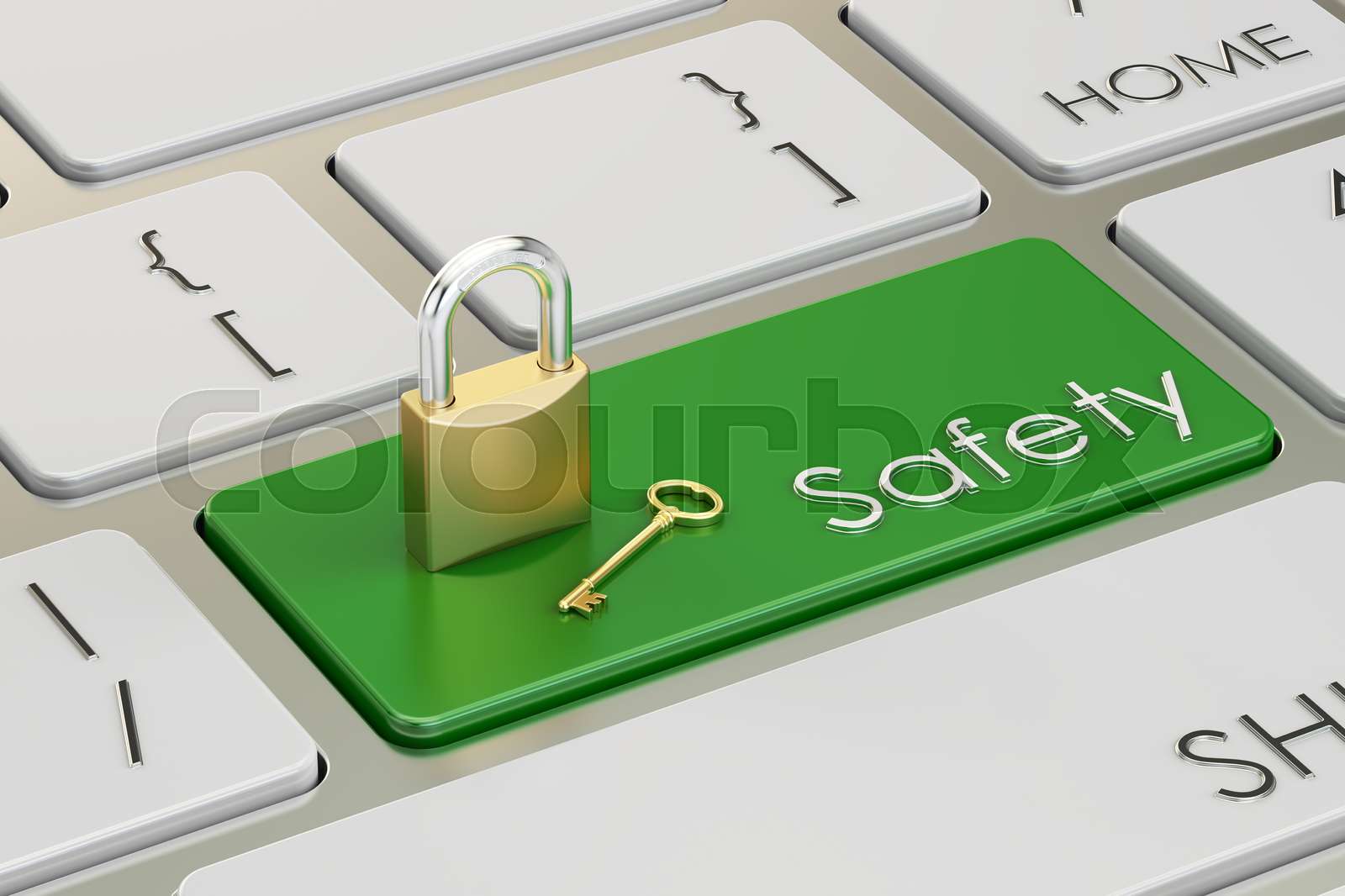 Safety keyboard button, 3D rendering | Stock image | Colourbox