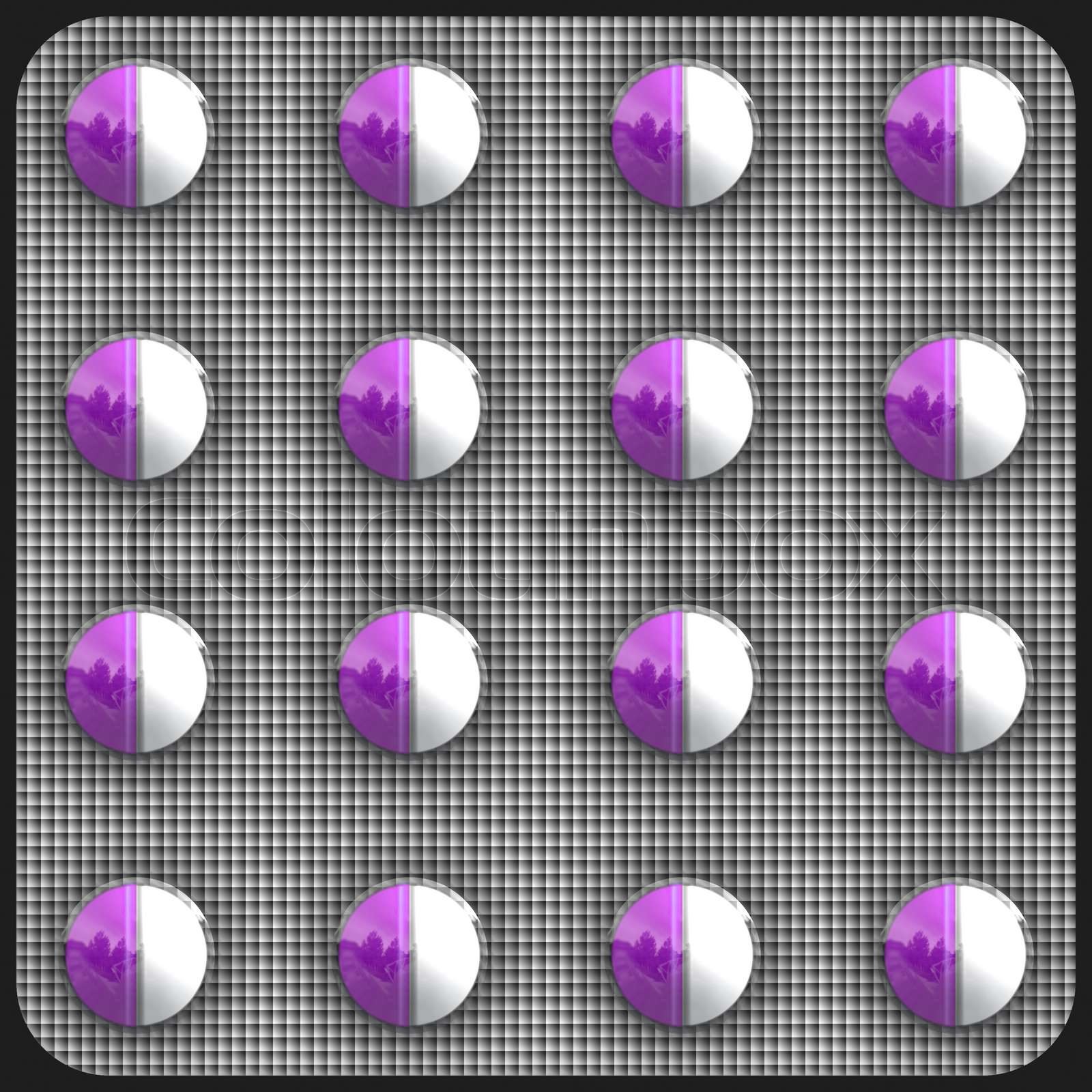 Round purple and white pills enclosed in their packaging | Stock image ...