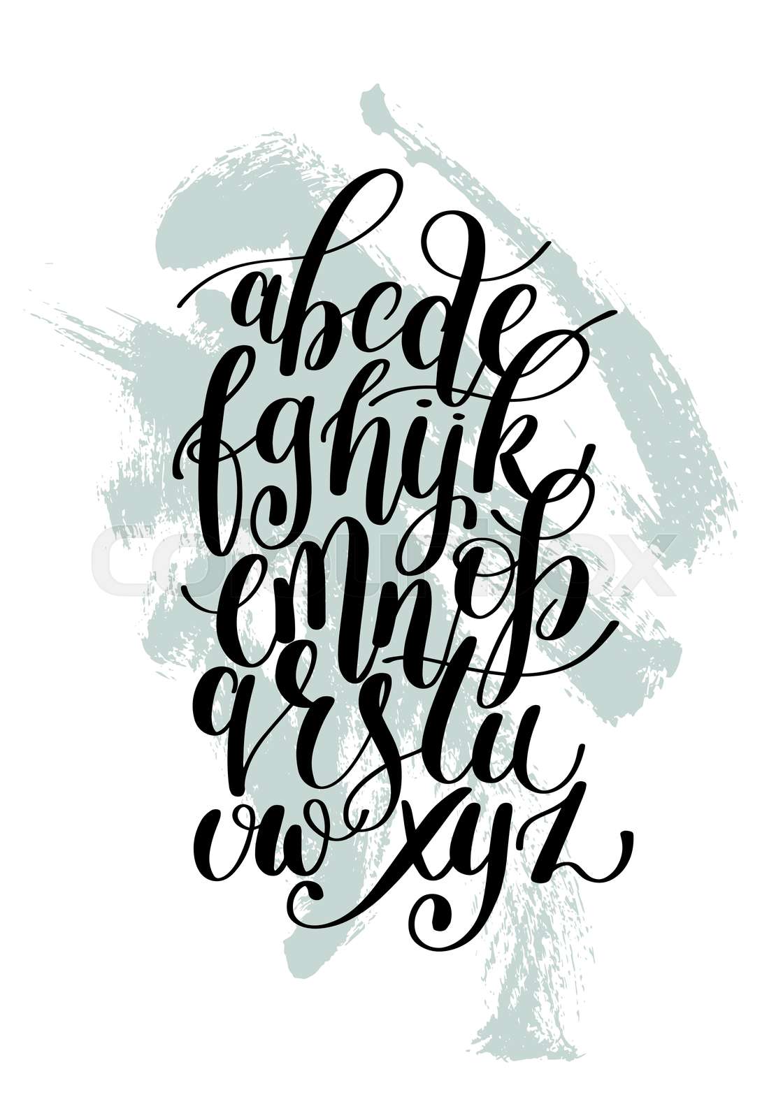 hand lettering alphabet design, handwritten brush script modern | Stock ...
