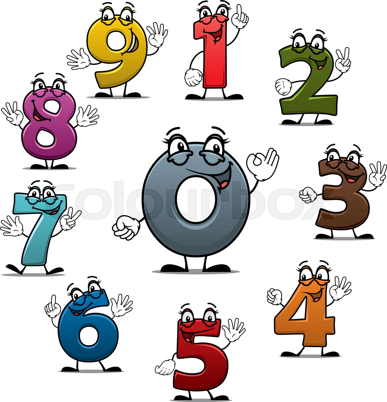 Cartoon count numbers characters vector icons | Stock vector | Colourbox